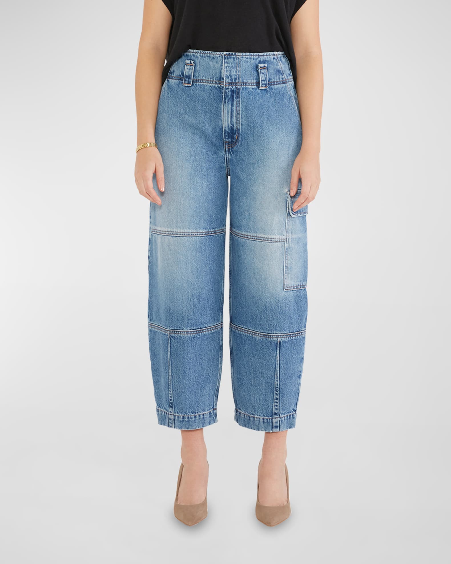 ETICA Juni Tapered Wide-Leg Cropped Cargo Pants | Neiman Marcus