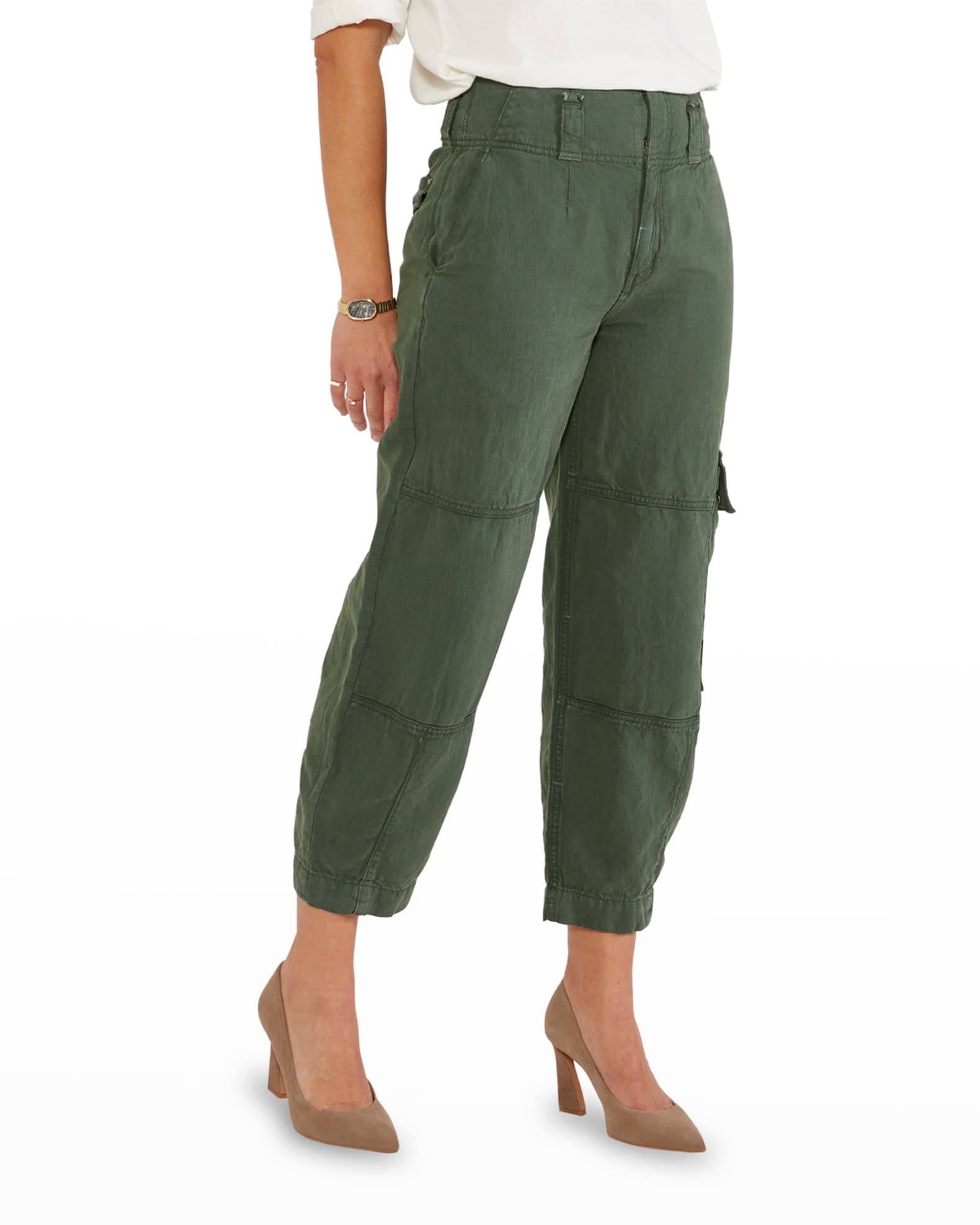 ETICA Juni Tapered Wide-Leg Cropped Cargo Pants | Neiman Marcus