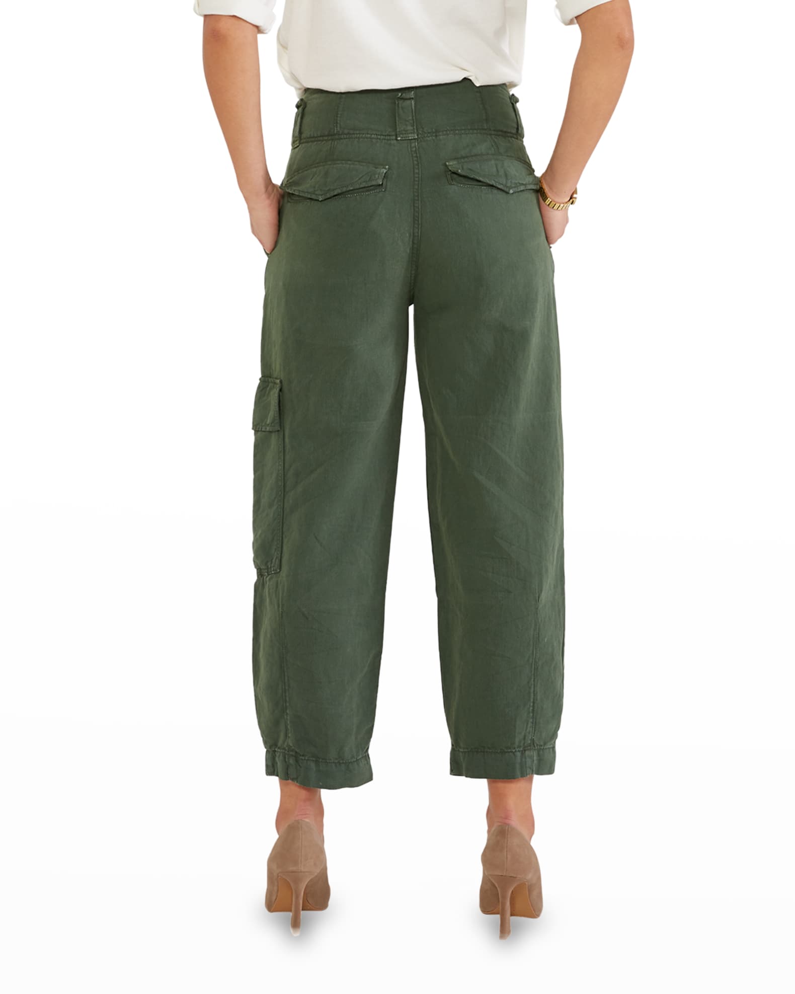 ETICA Juni Tapered Wide-Leg Cropped Cargo Pants | Neiman Marcus