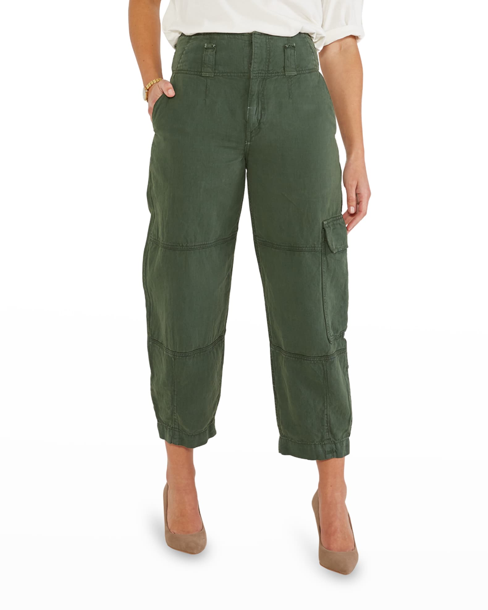 ETICA Juni Tapered Wide-Leg Cropped Cargo Pants | Neiman Marcus