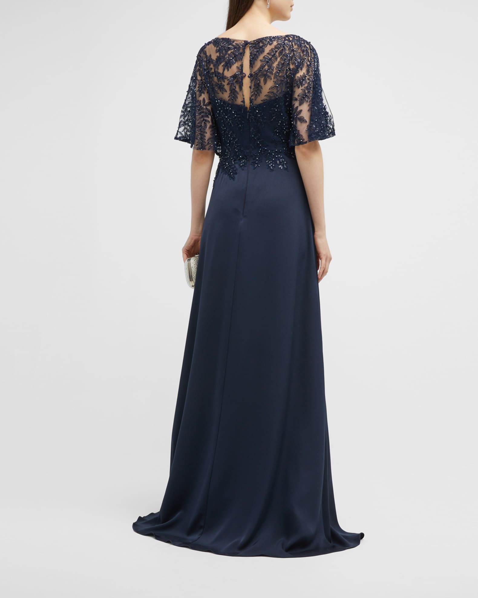 Rickie Freeman for Teri Jon Sheer Sequin Crepe Gown | Neiman Marcus