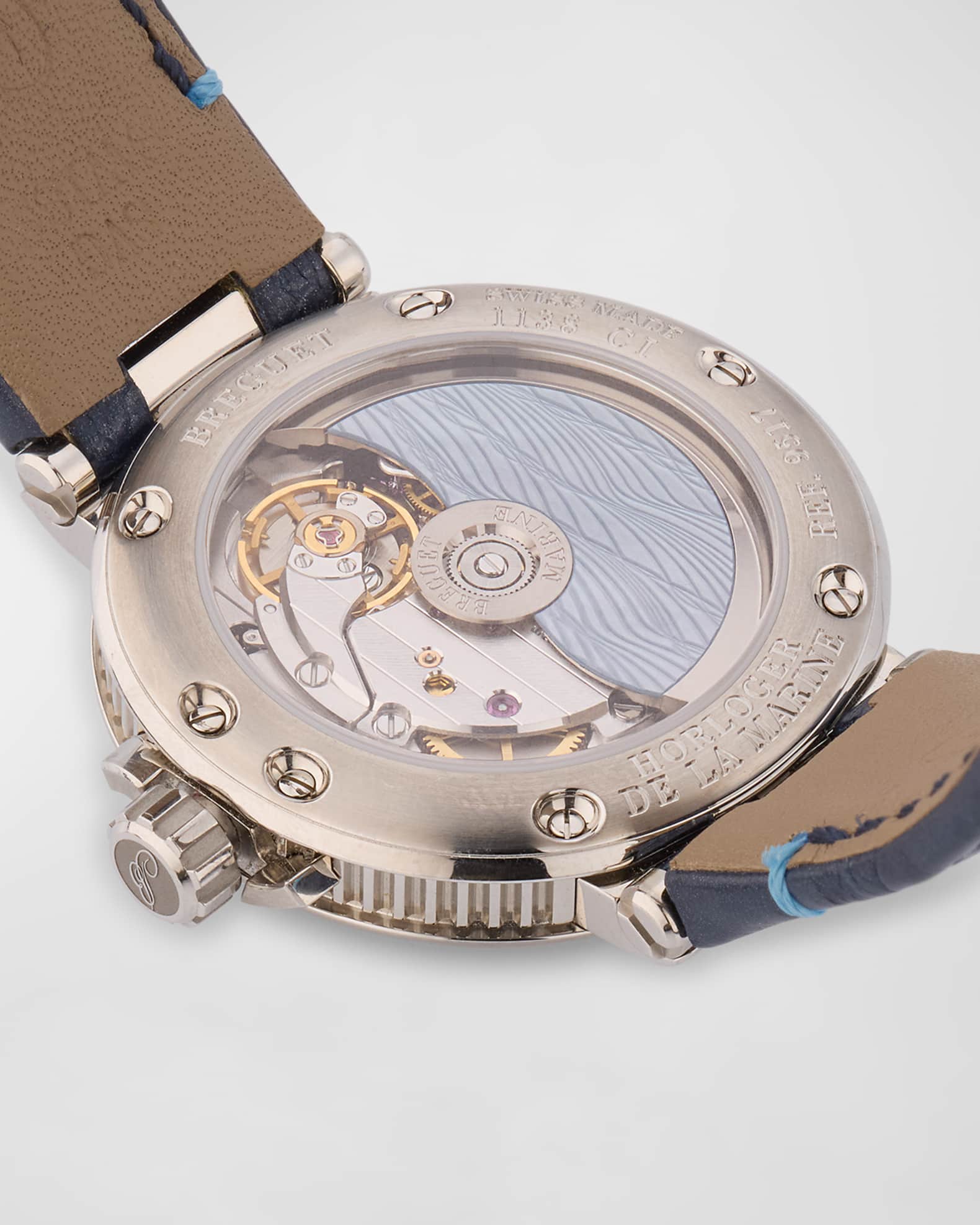 Breguet Stainless Steel Marine 33.8mm Watch with Blue Alligator Strap ...