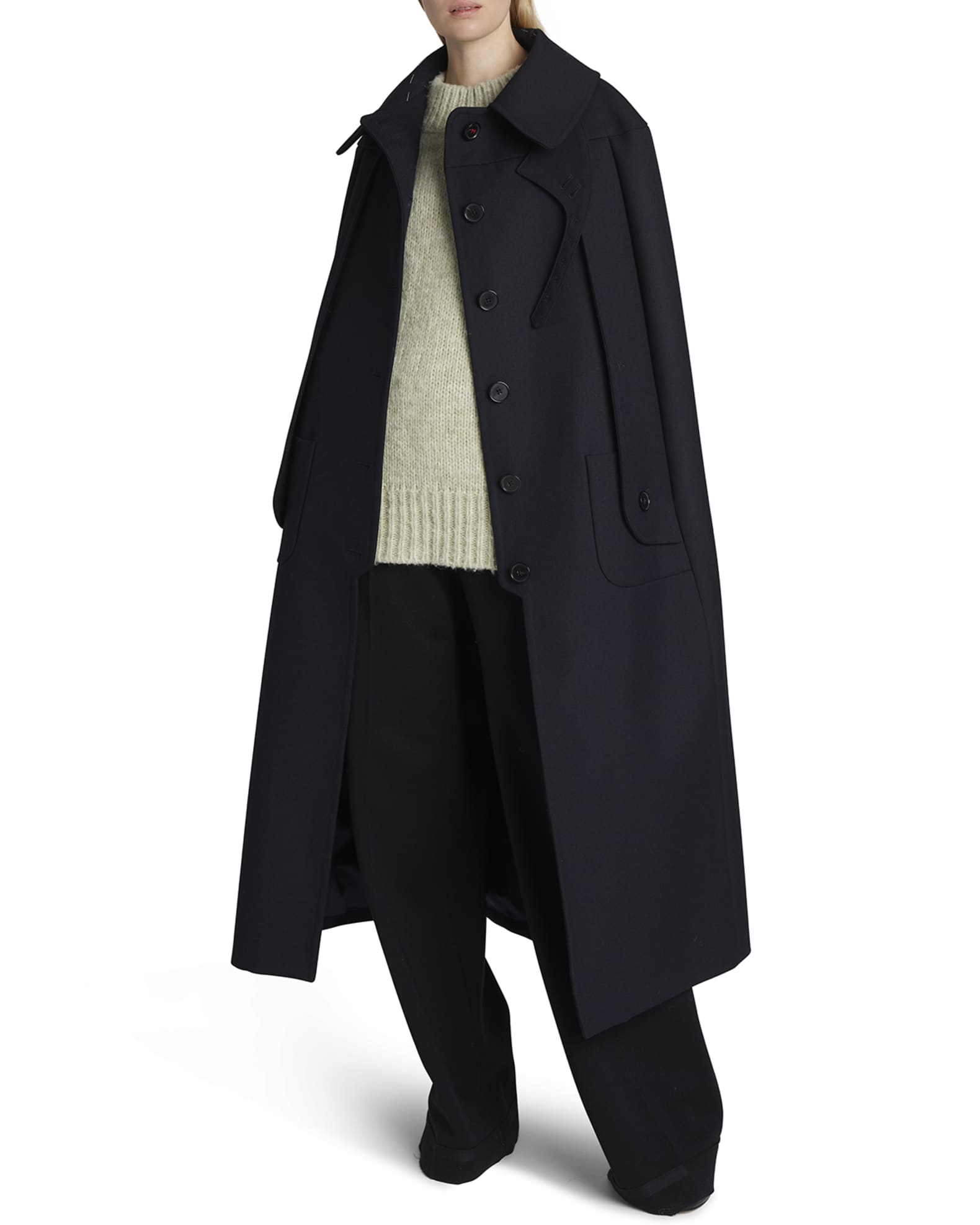 Maison Margiela Pleated Long Cape Coat | Neiman Marcus