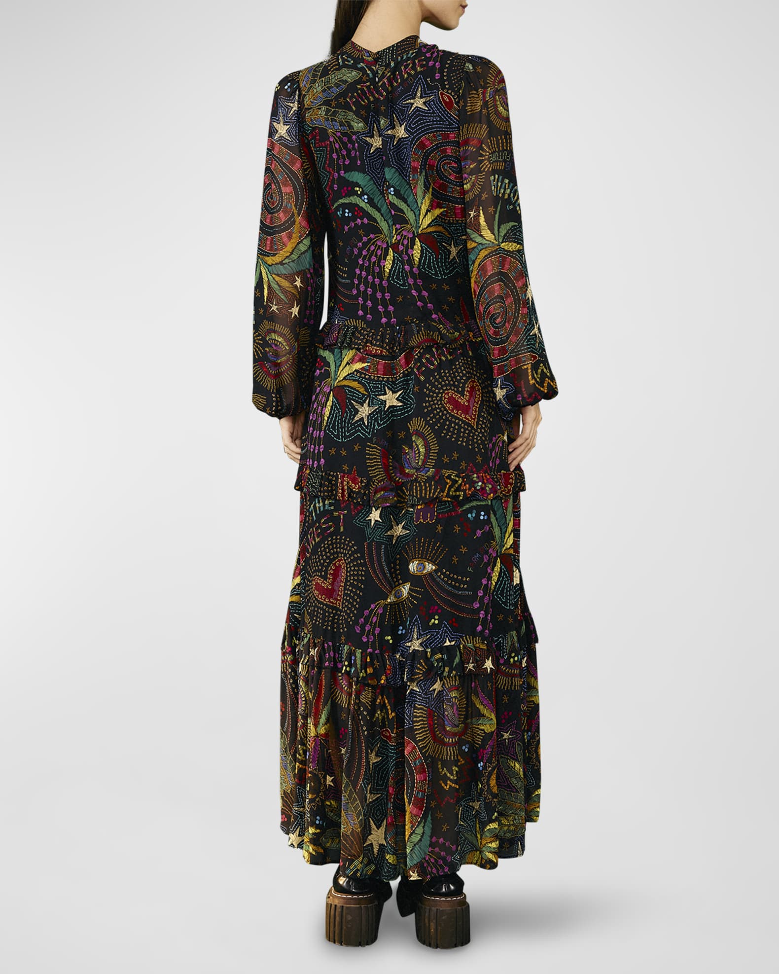 Farm Rio Amazonia Puff-Sleeve Printed Maxi Dress | Neiman Marcus