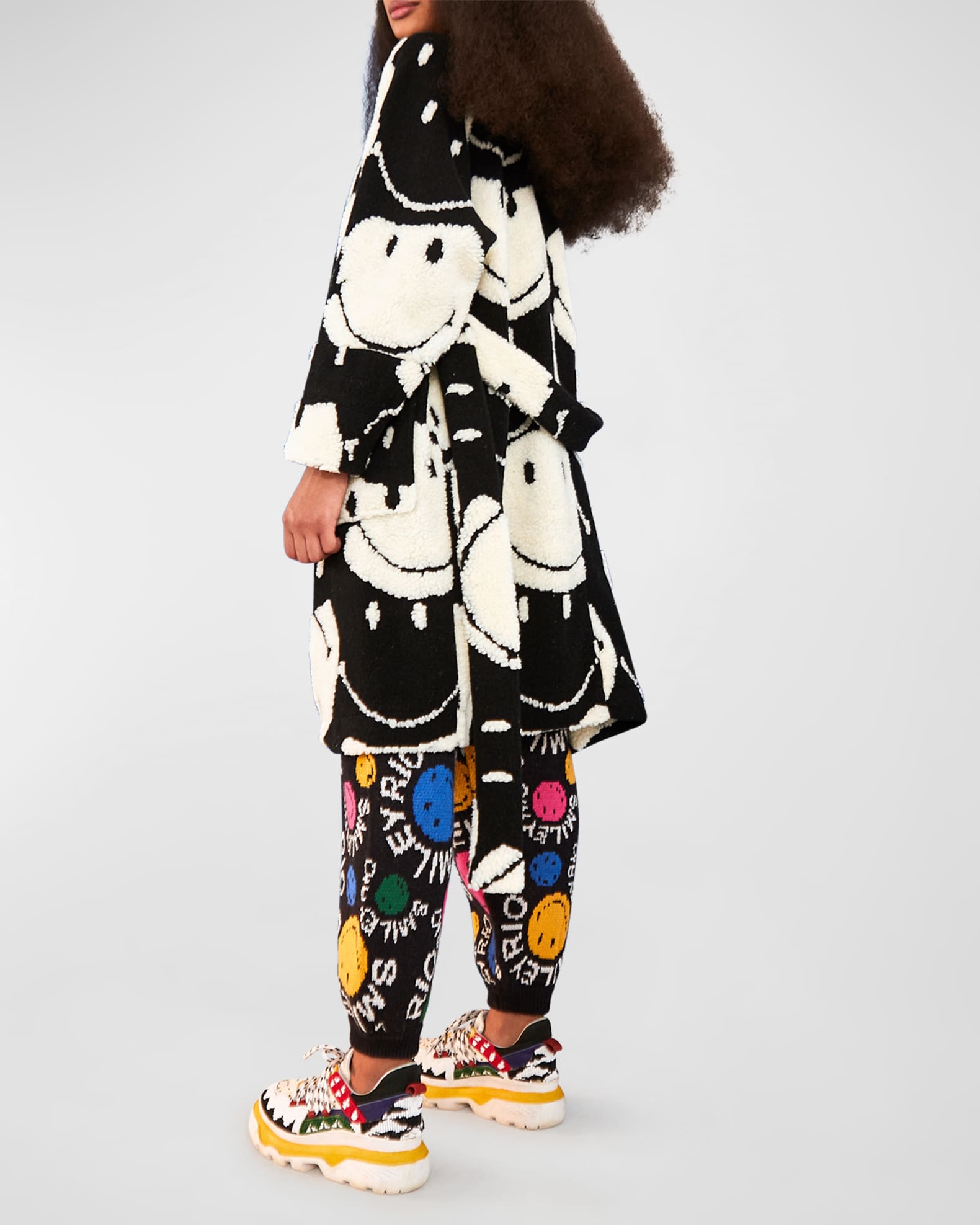 Farm Rio X Smiley Belted Two-Tone Cardigan | Neiman Marcus