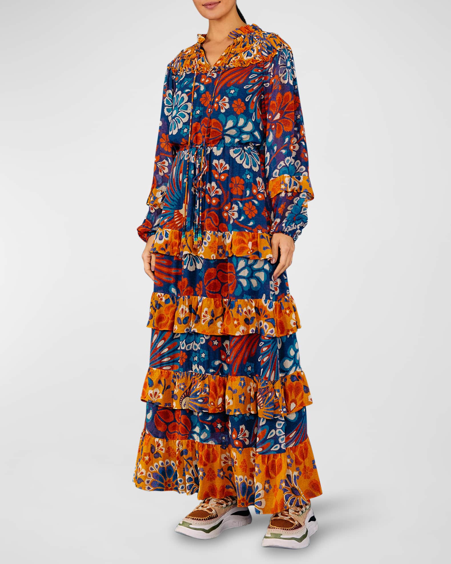 Farm Rio Mixed Pineapple Flowers Maxi Dress | Neiman Marcus