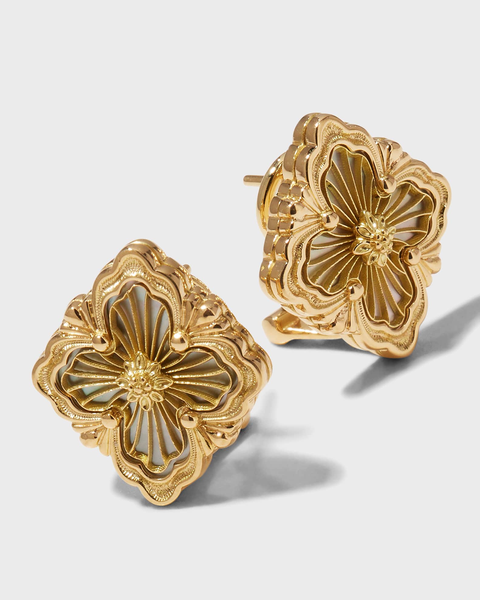 Buccellati Opera Tulle 18K Gold Mother-of-Pearl Earrings | Neiman Marcus