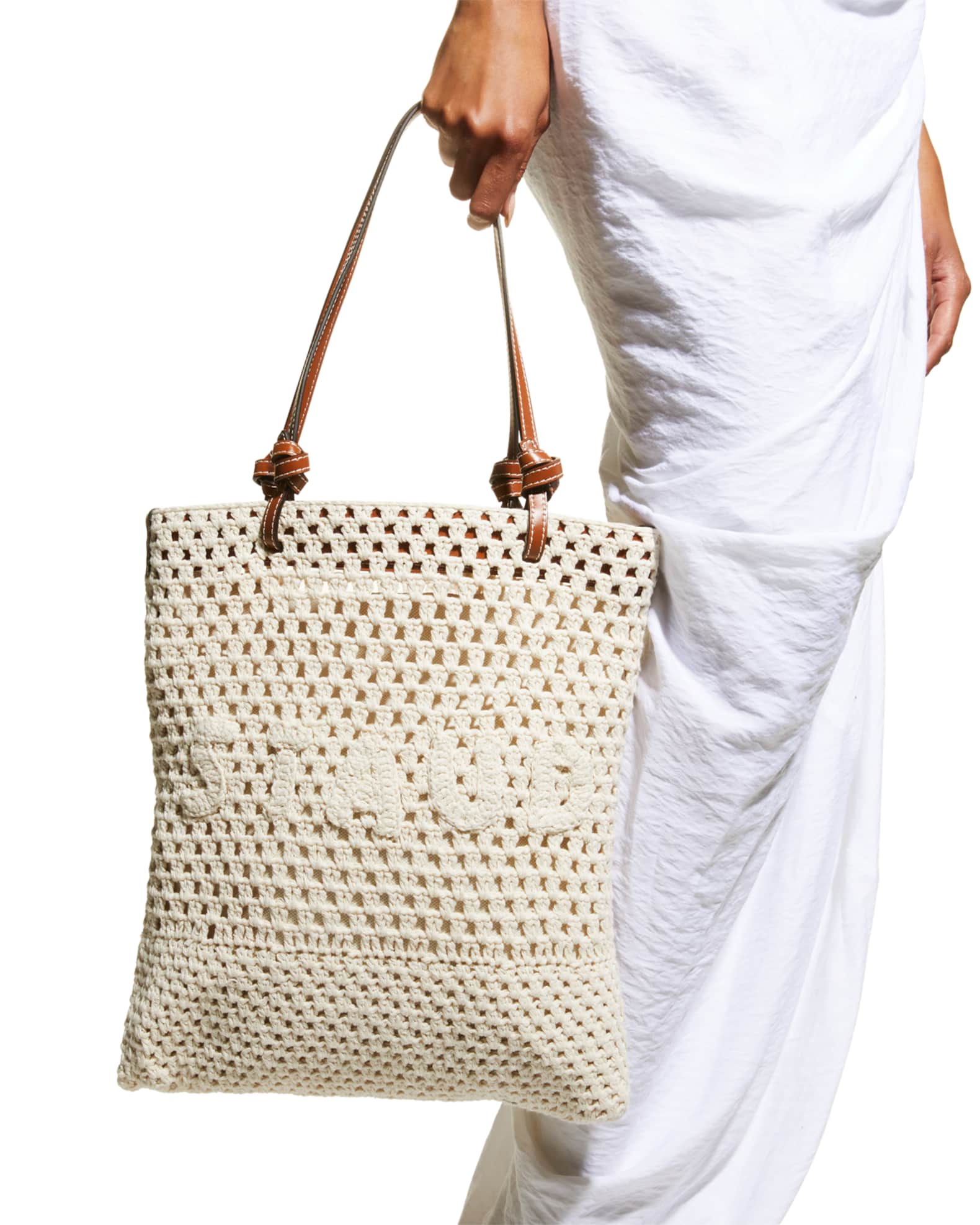 Staud Logo Crochet Beach Tote Bag | Neiman Marcus