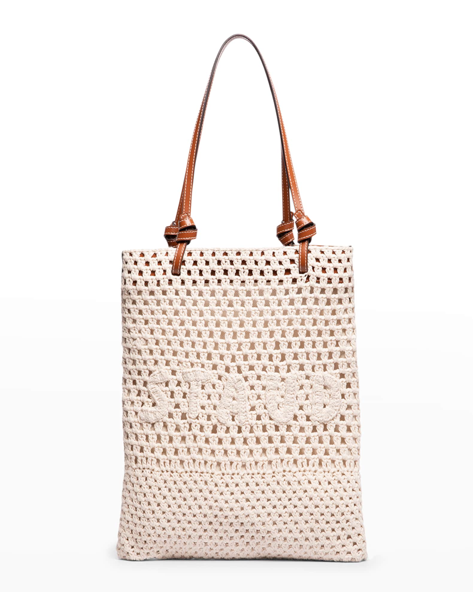 Staud Logo Crochet Beach Tote Bag | Neiman Marcus