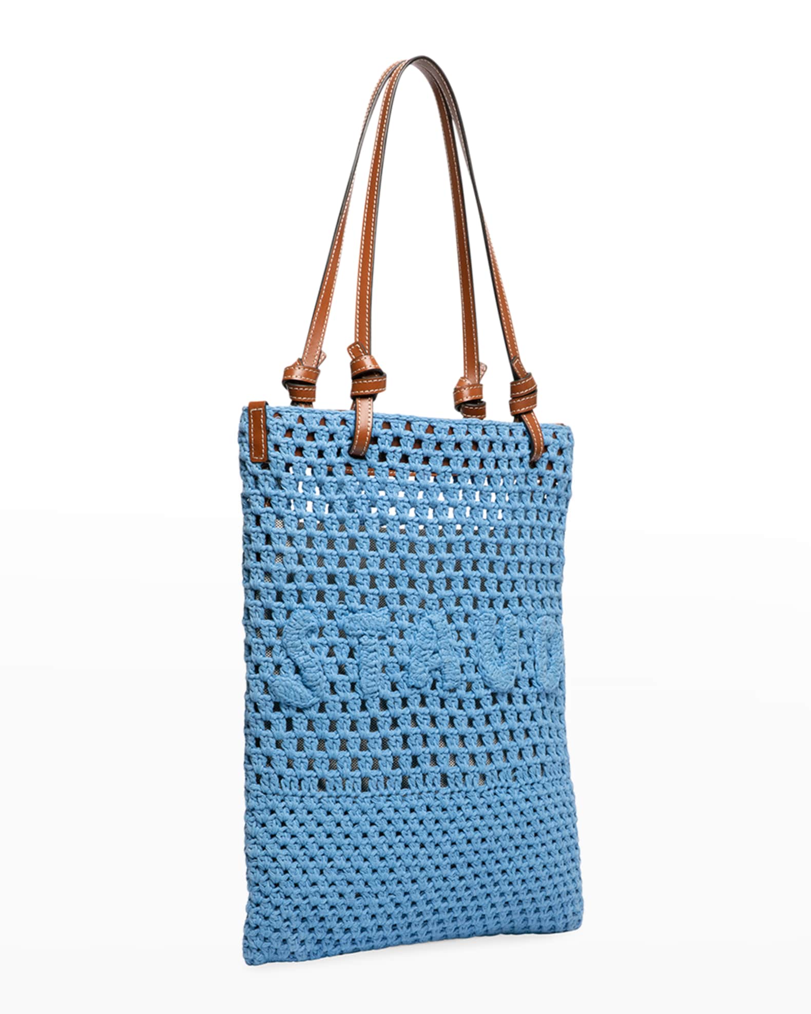 Staud Logo Crochet Beach Tote Bag | Neiman Marcus