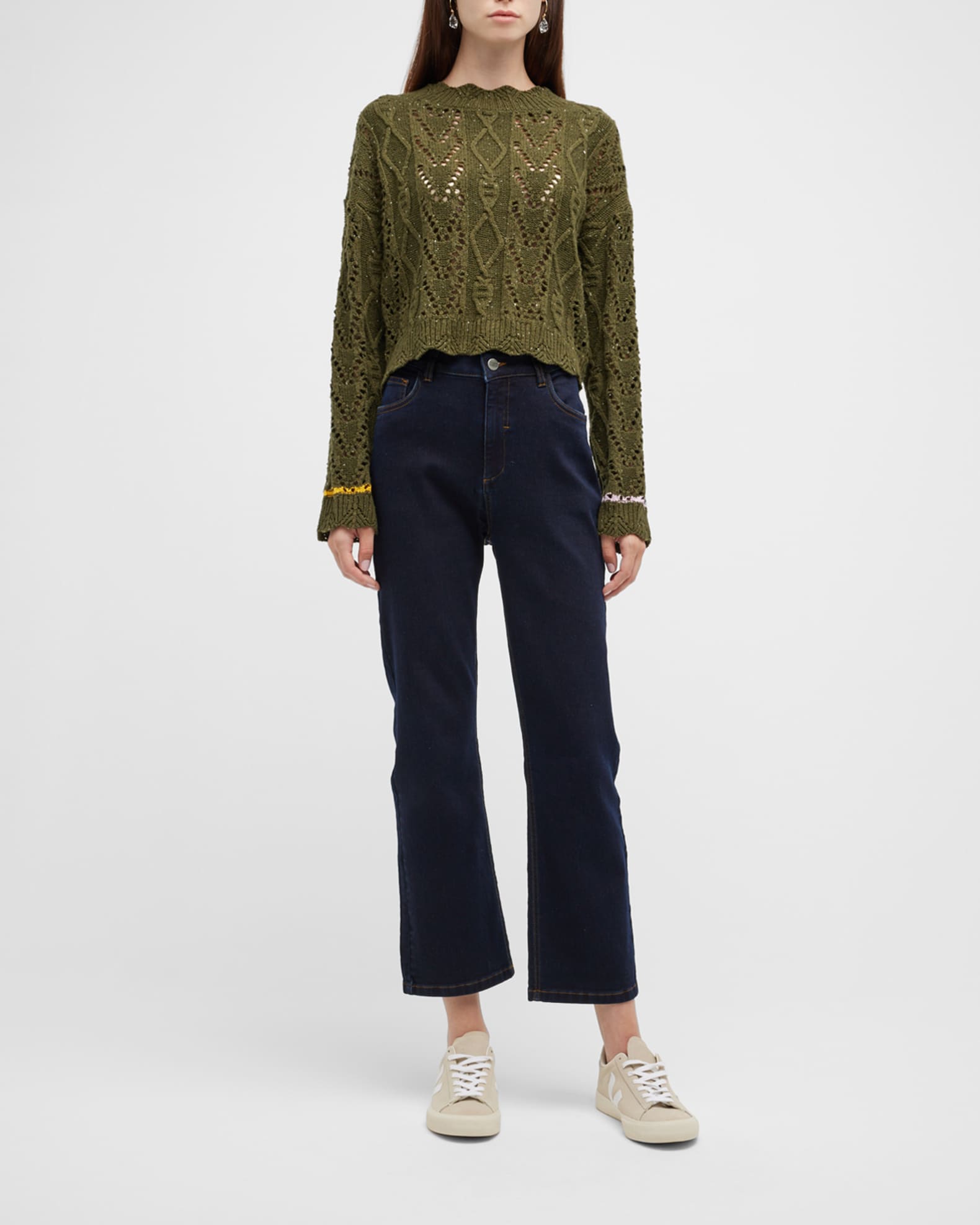 Lisa Todd Snow Bunny Speckled Heart-Stitch Sweater | Neiman Marcus