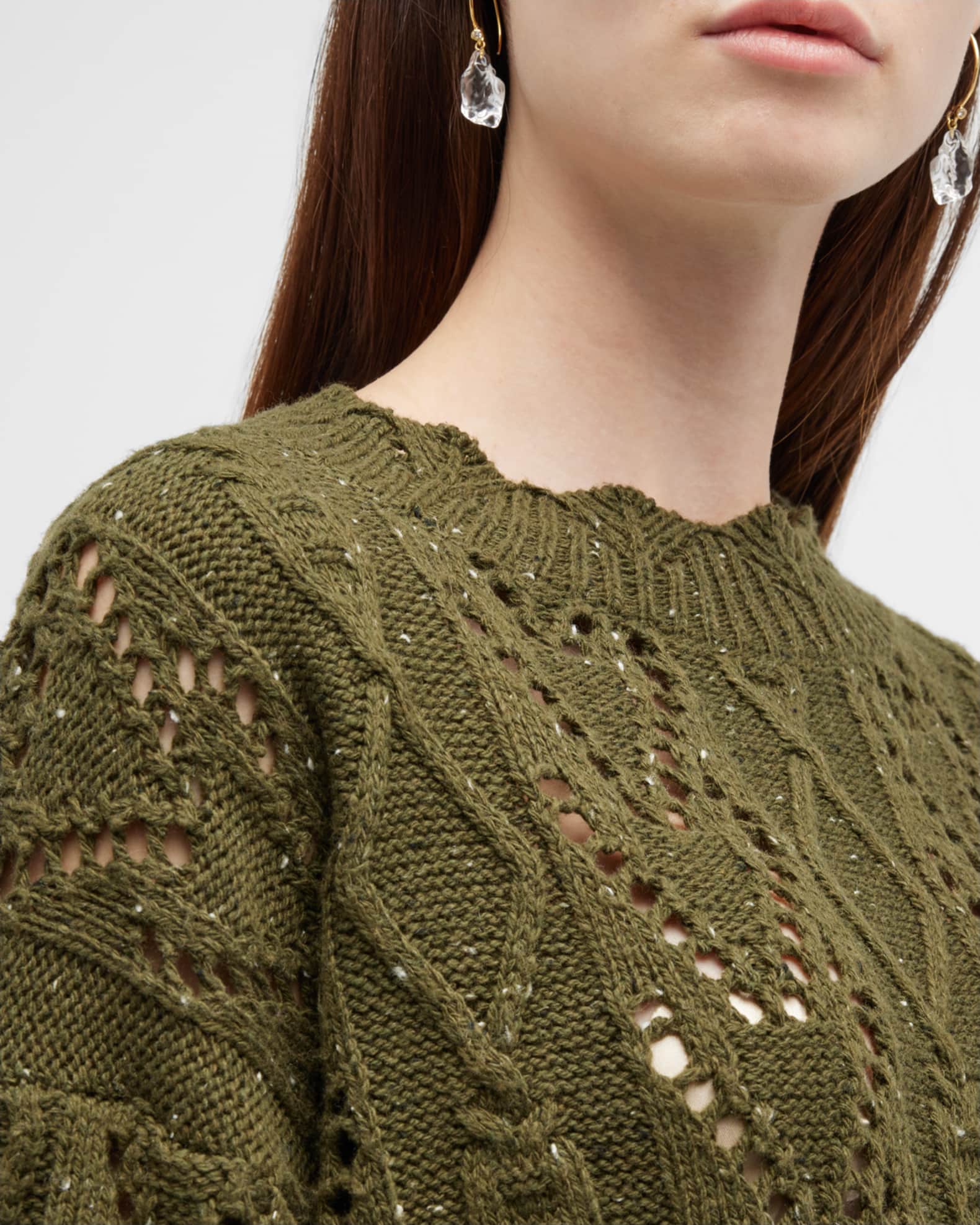 Lisa Todd Snow Bunny Speckled Heart-Stitch Sweater | Neiman Marcus