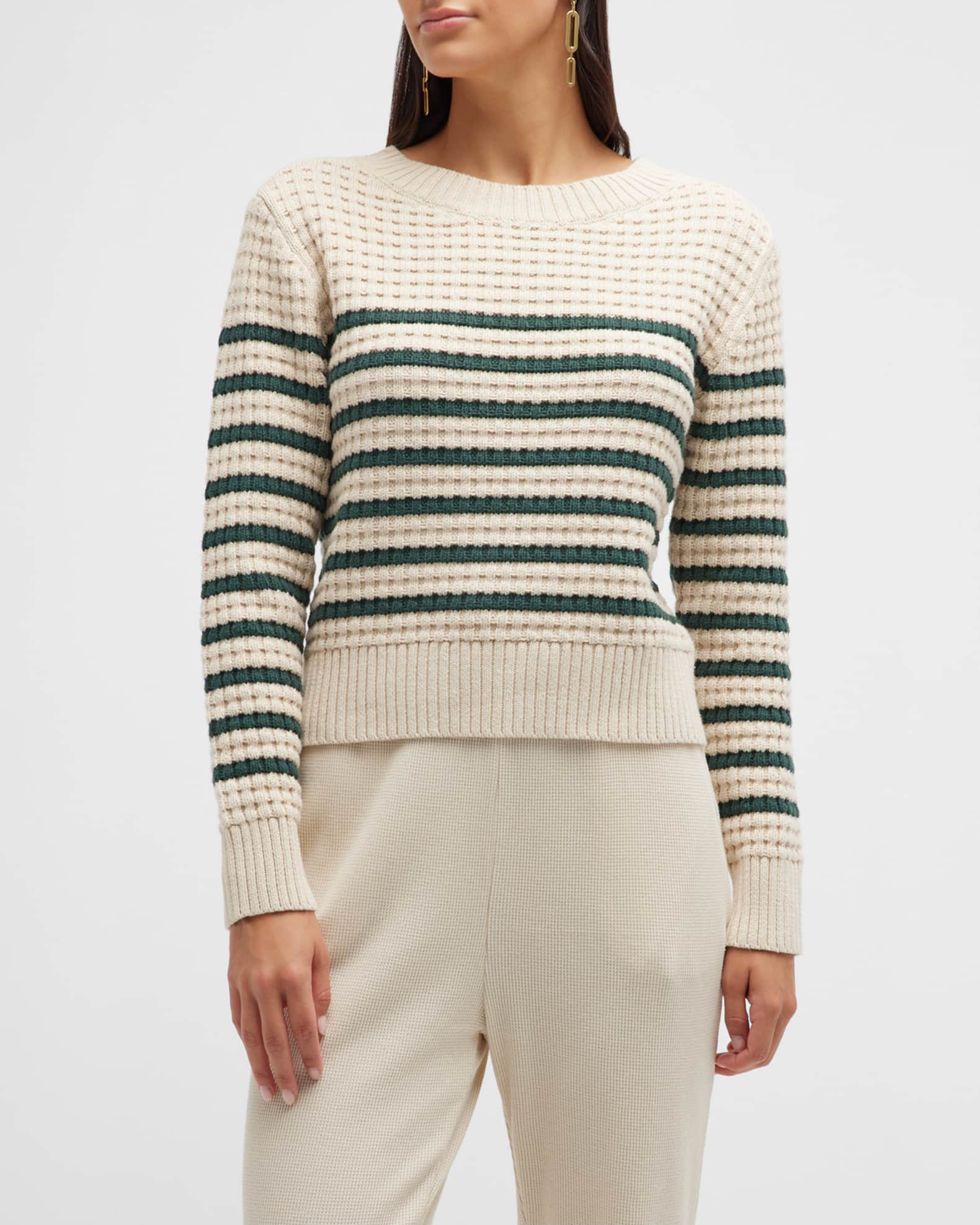Onia Macro Waffle Striped Sweater | Neiman Marcus