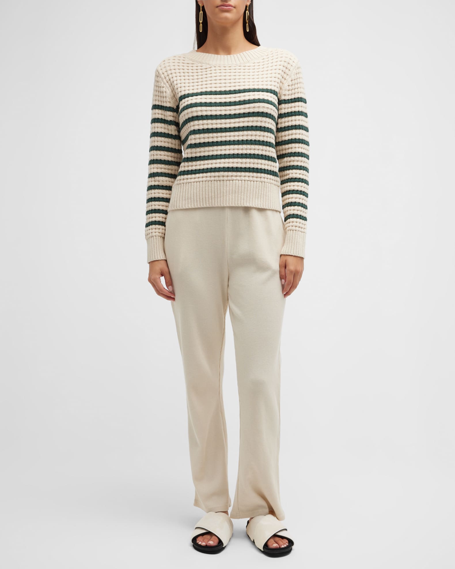 Onia Macro Waffle Striped Sweater | Neiman Marcus