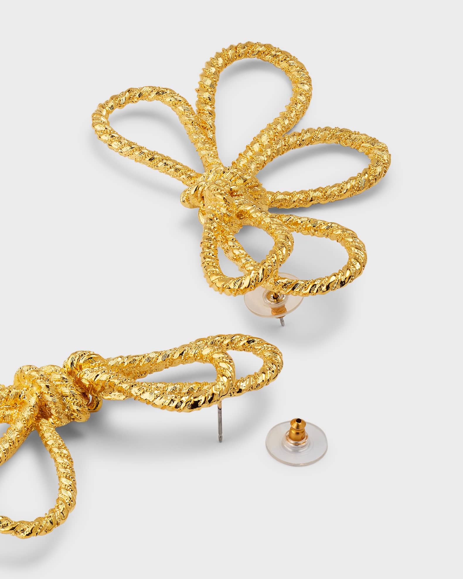 Kenneth Jay Lane Satin Gold Bow Pierced Earrings | Neiman Marcus