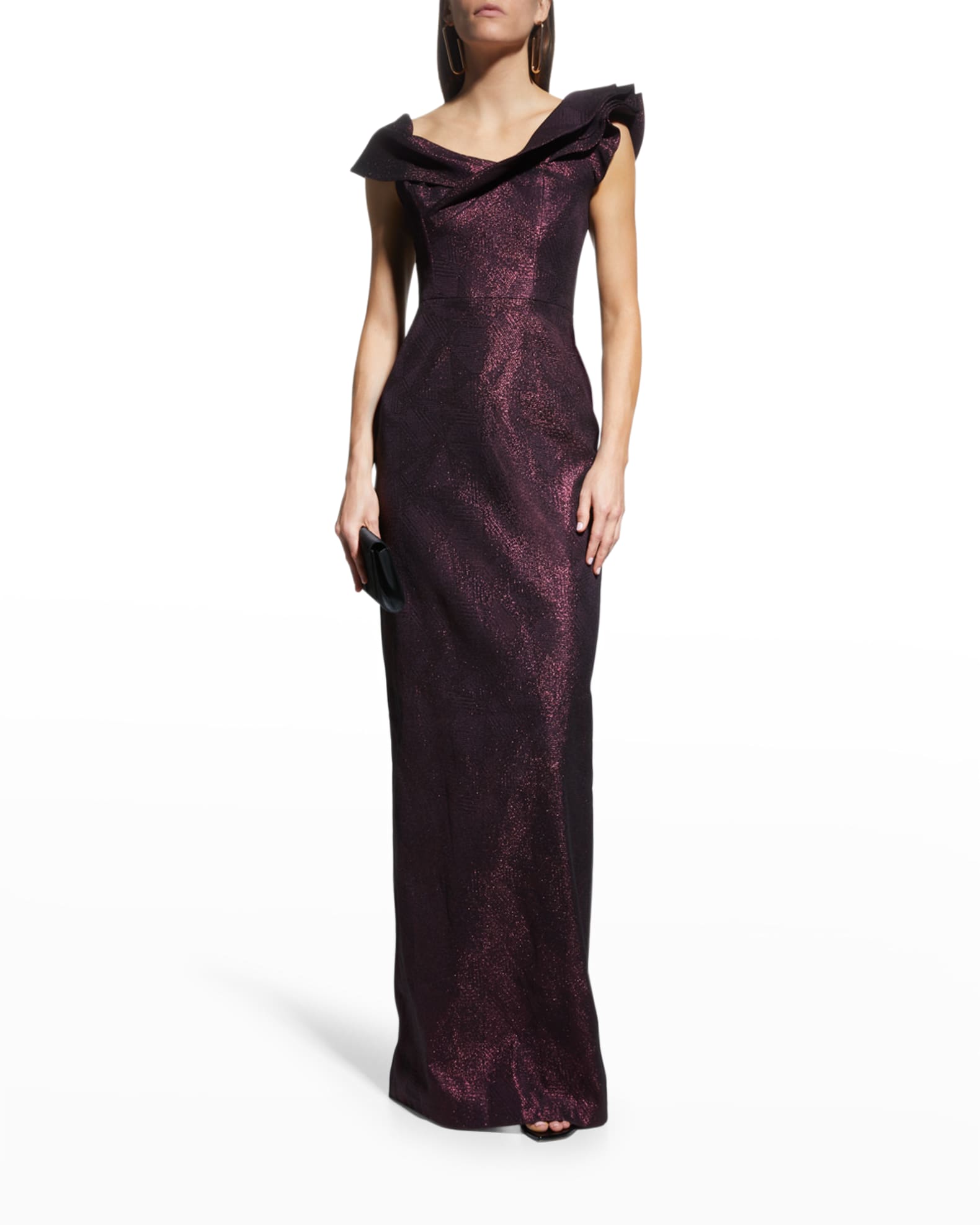 Rickie Freeman for Teri Jon Metallic Jacquard Gown | Neiman Marcus
