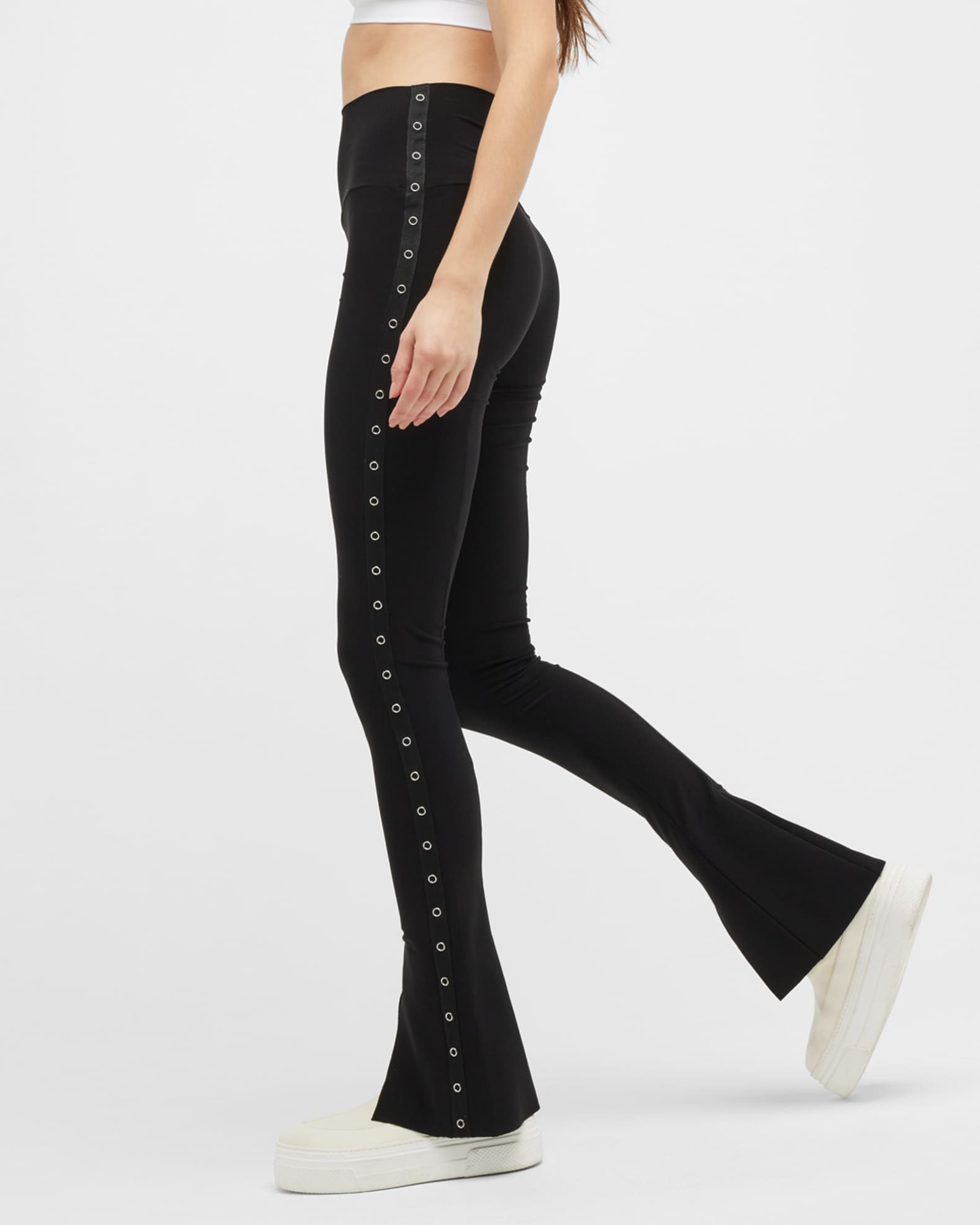 Norma Kamali Active Snap Ribbon Spat High-Rise Leggings | Neiman Marcus
