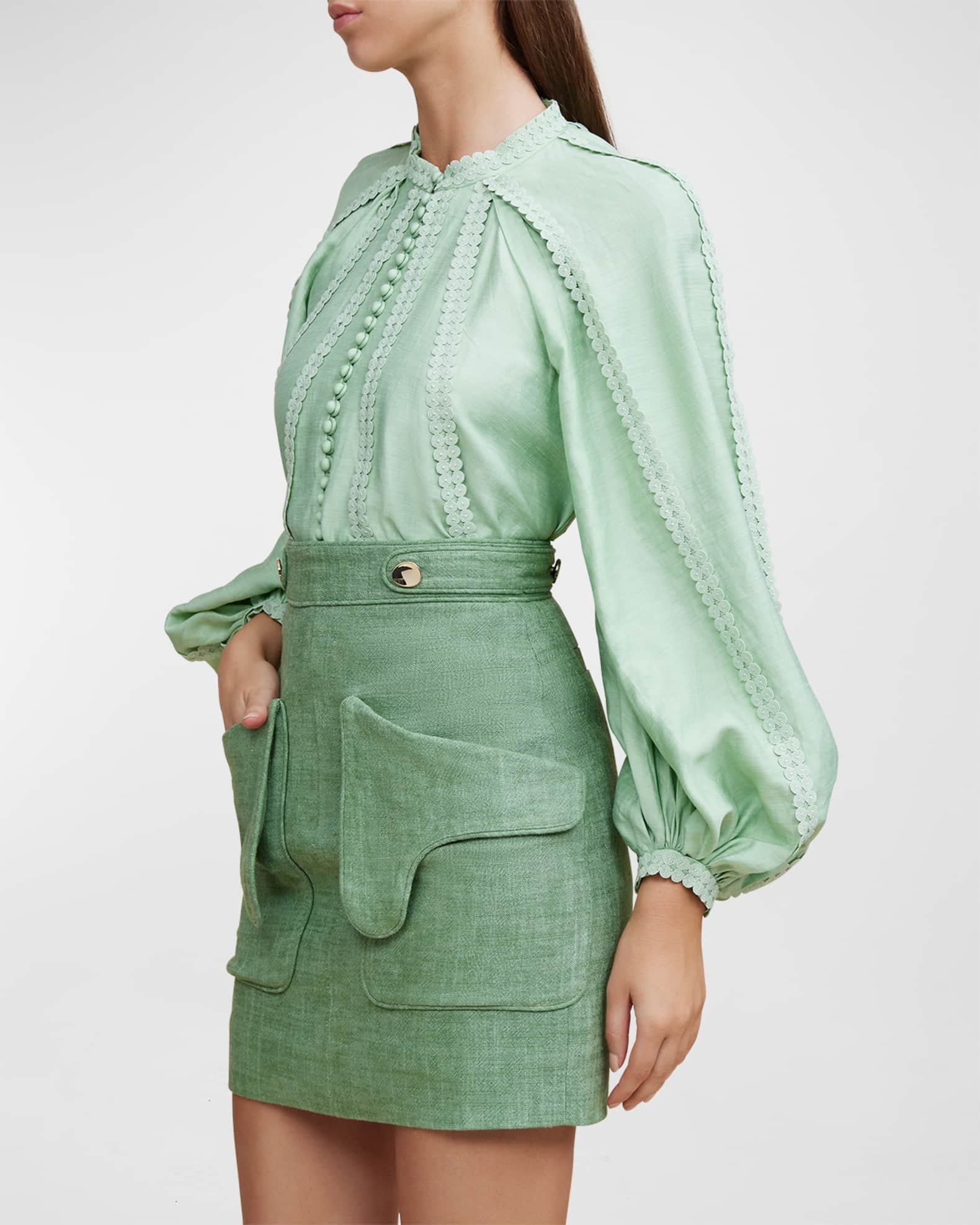 Acler Wilrose Curved Pocket Mini Skirt | Neiman Marcus