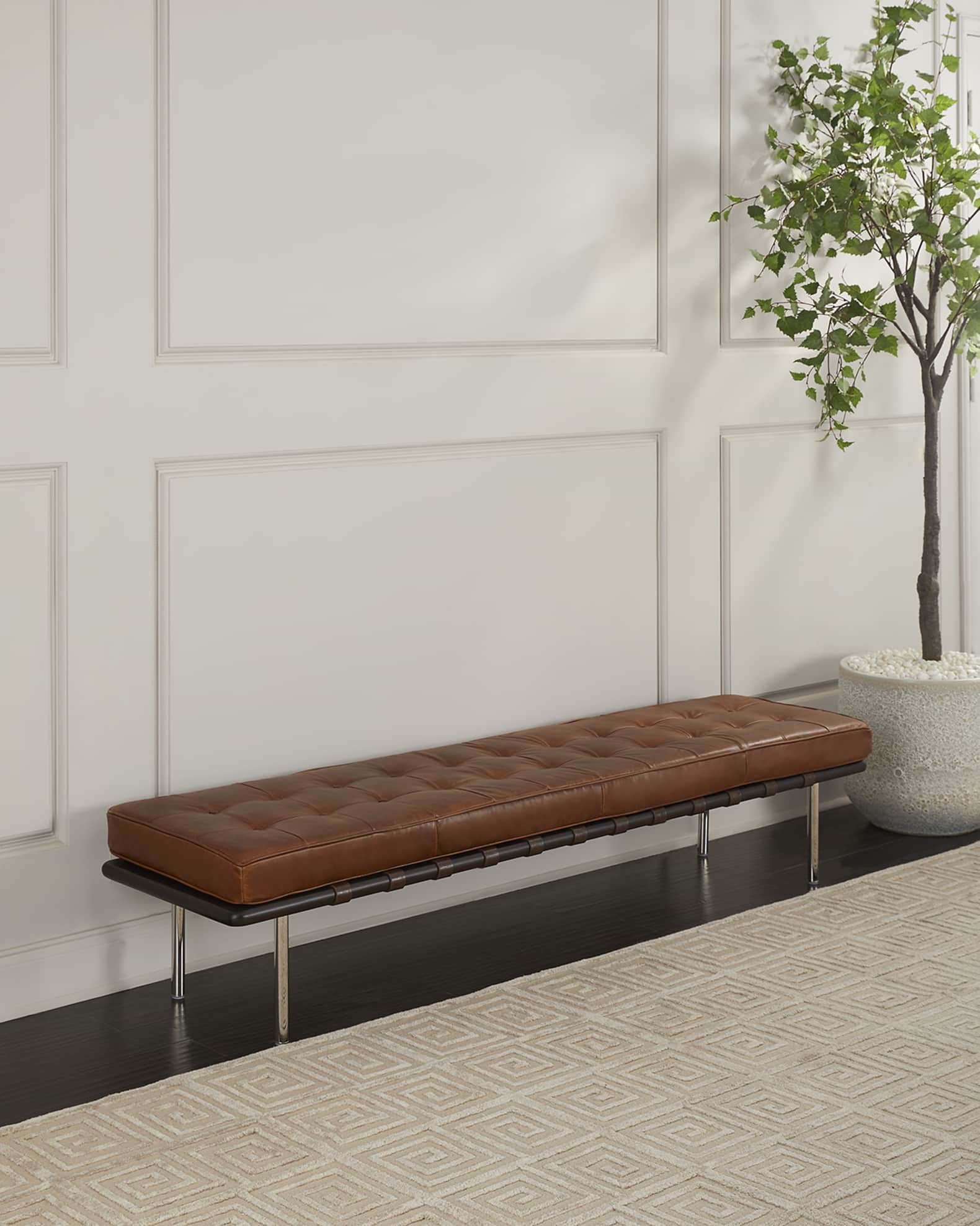 Regina Andrew Tufted Leather Gallery Bench | Neiman Marcus