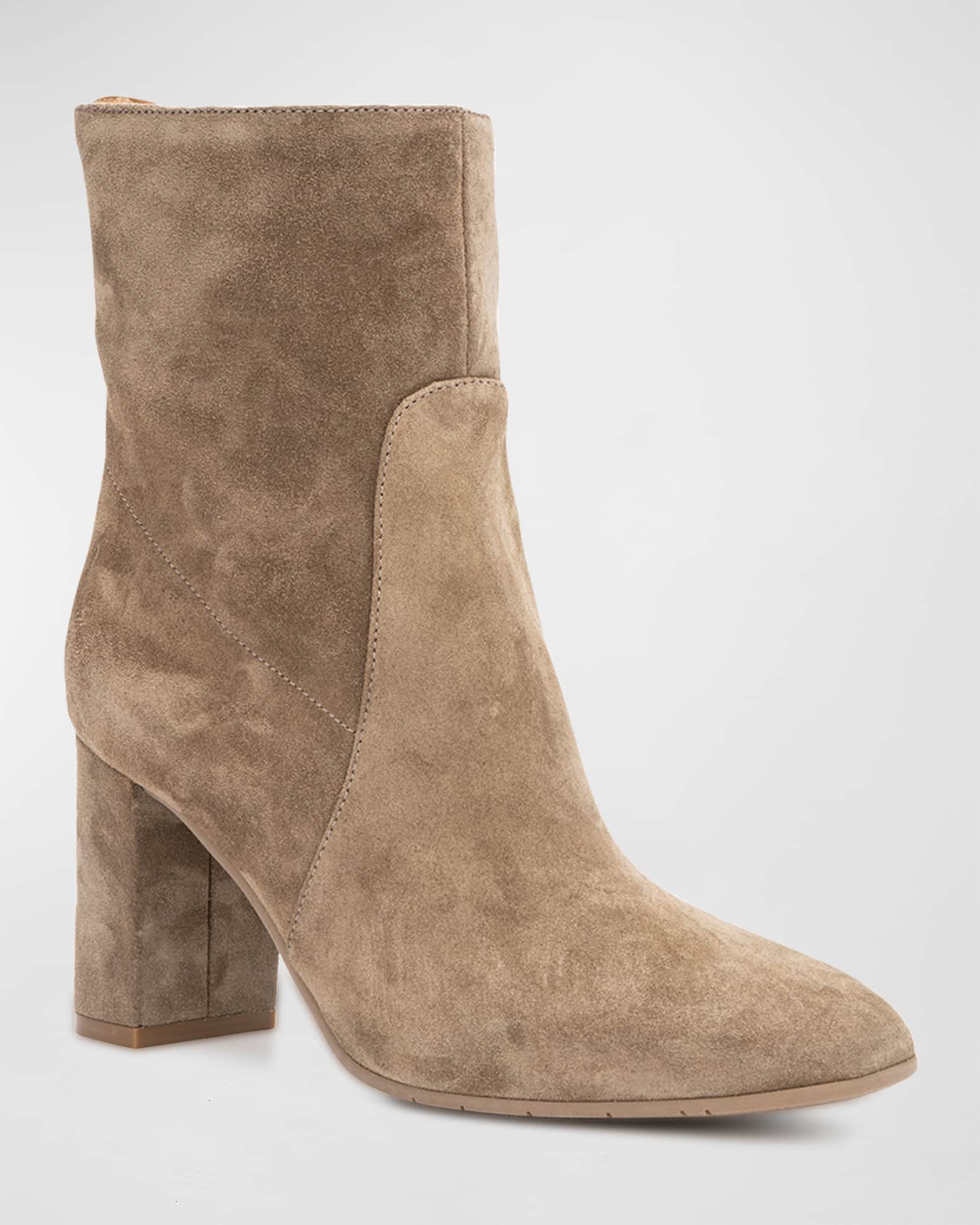 Aquatalia Luzio Suede Block-Heel Ankle Boots | Neiman Marcus
