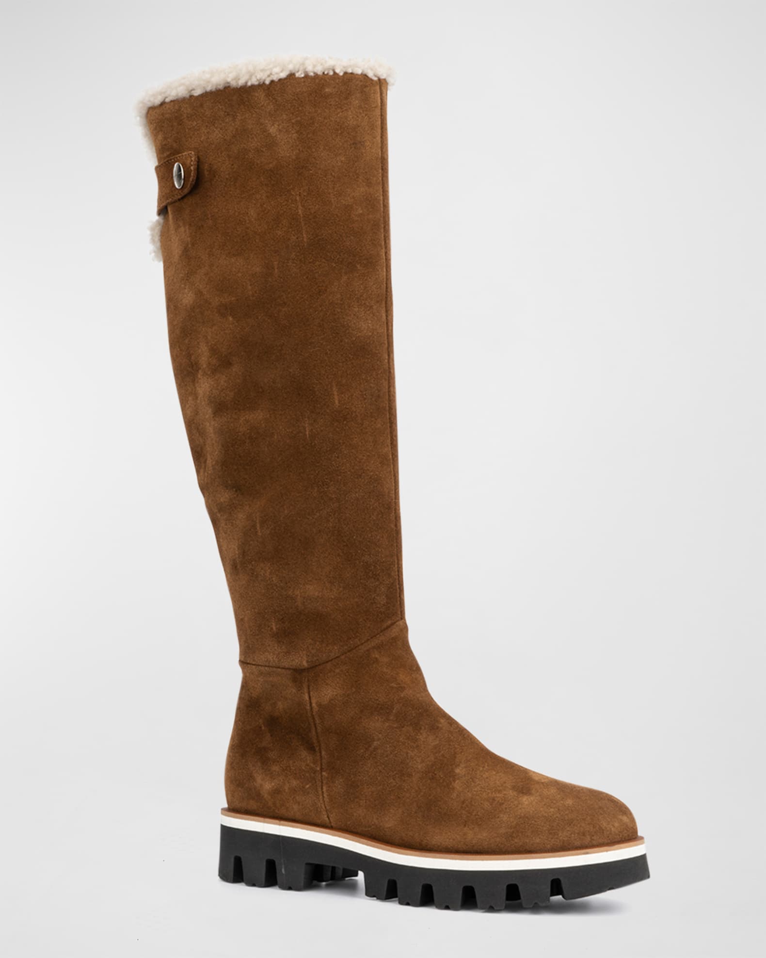 Aquatalia Mya Lug-Sole Suede & Shearling Tall Boots | Neiman Marcus