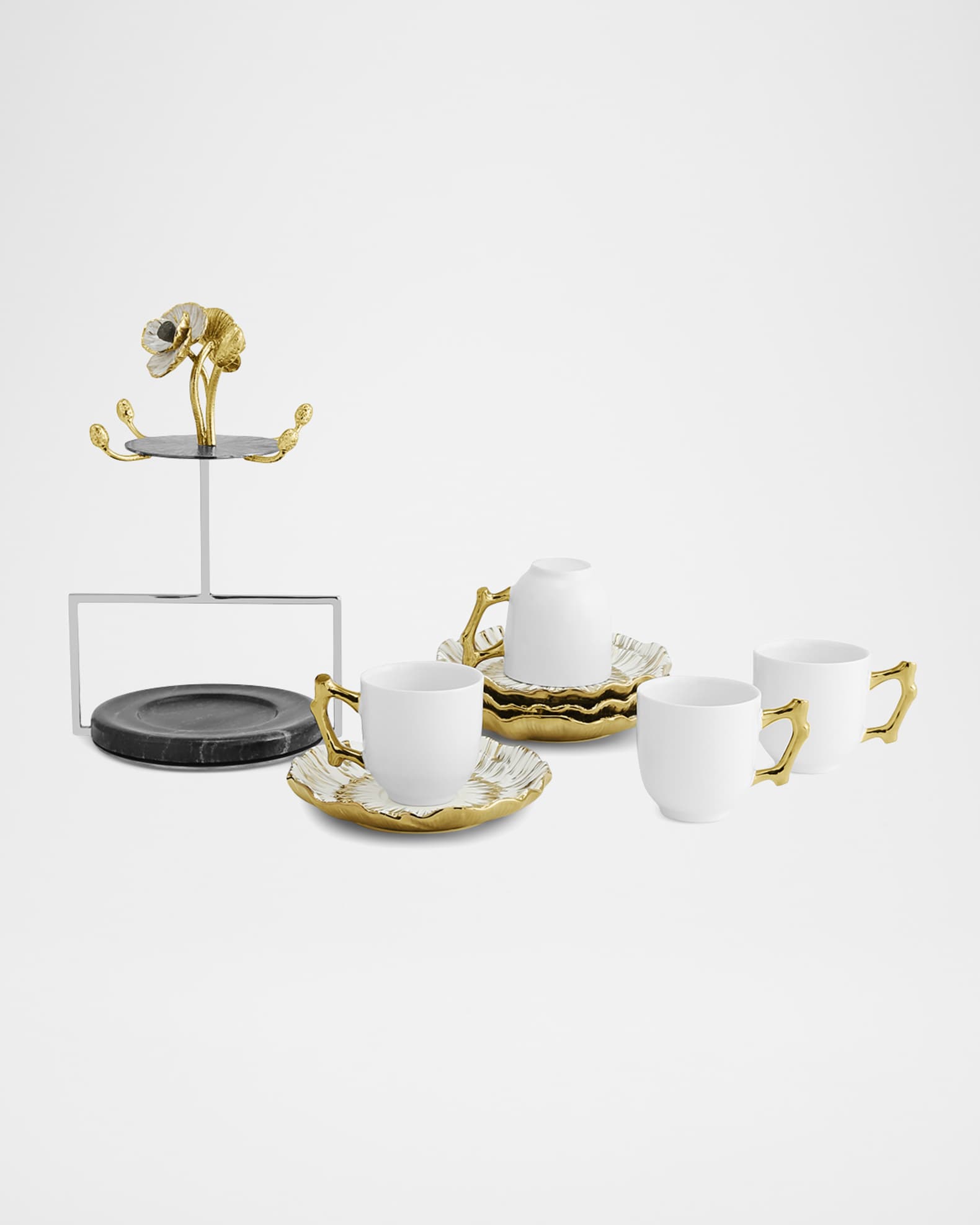 Michael Aram Anemone Demitasse Set & Stand | Neiman Marcus