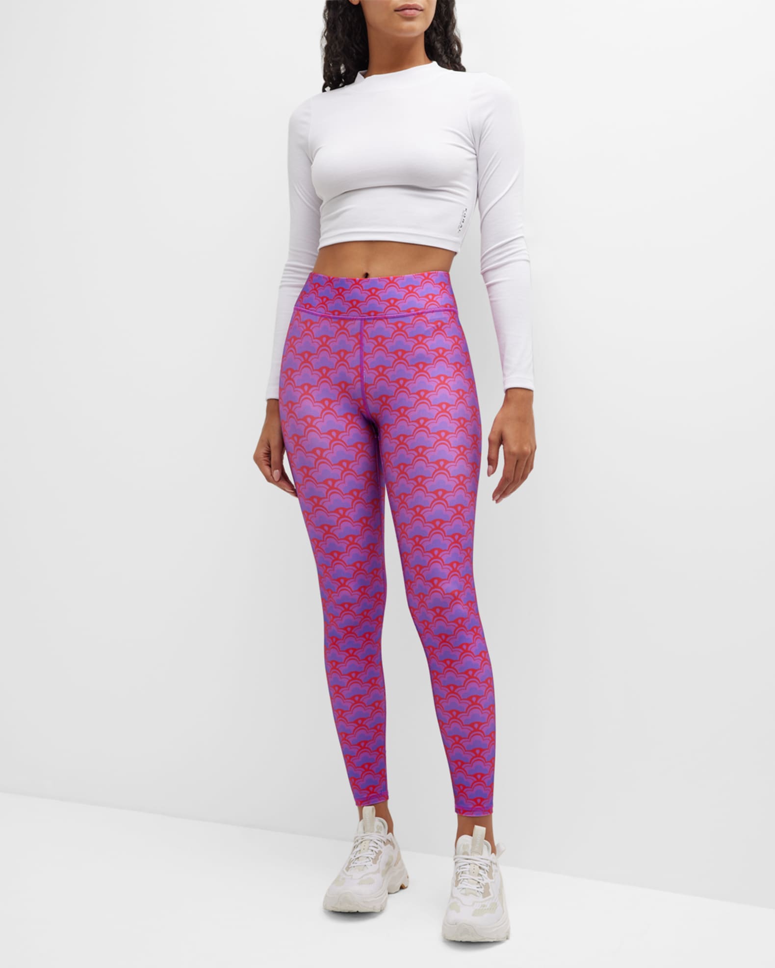 Terez Pink Floral Geo High-Shine Leggings | Neiman Marcus