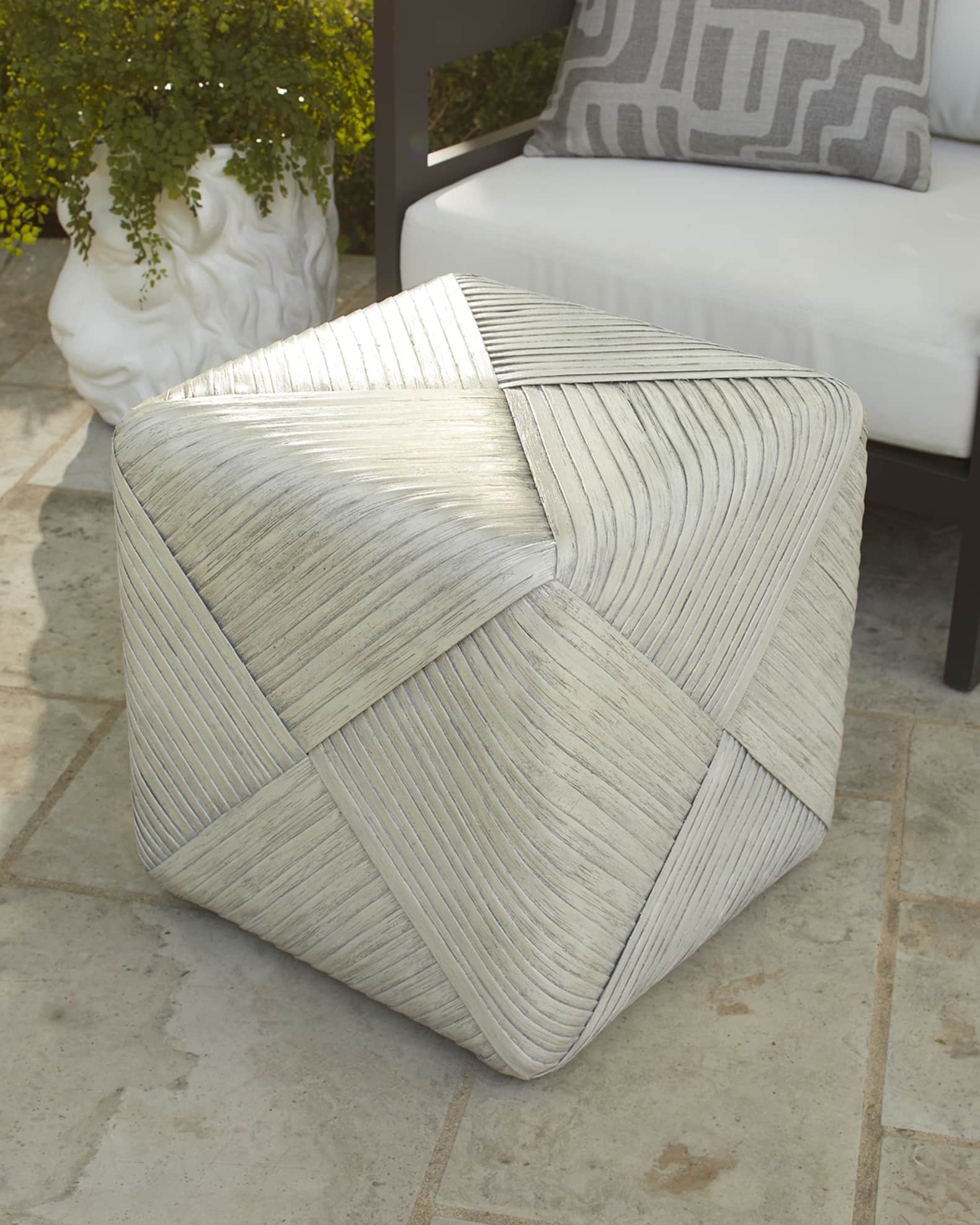 Palecek Portrero Rattan Ottoman | Neiman Marcus