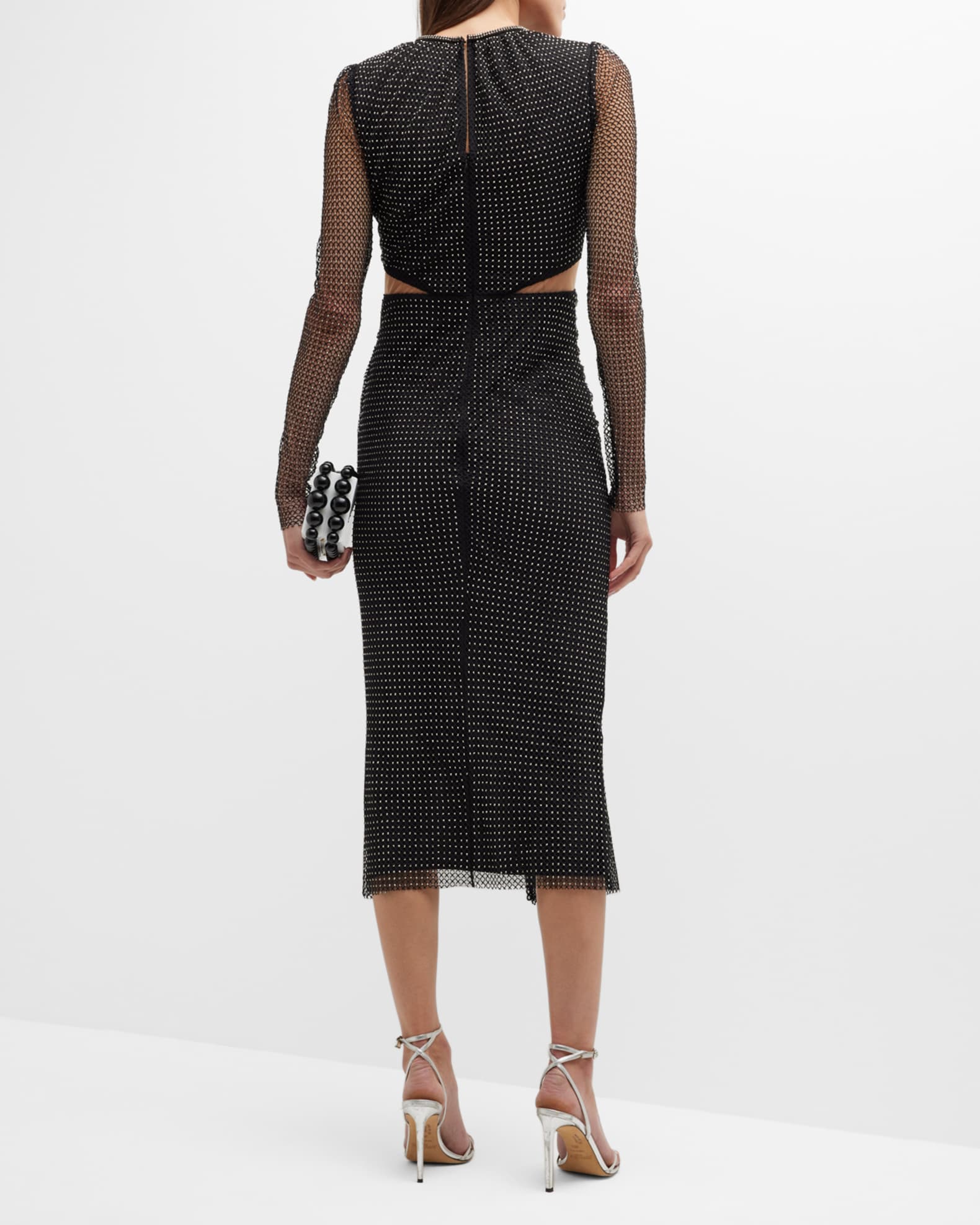 Self-Portrait Diamante Fishnet Midi Dress | Neiman Marcus