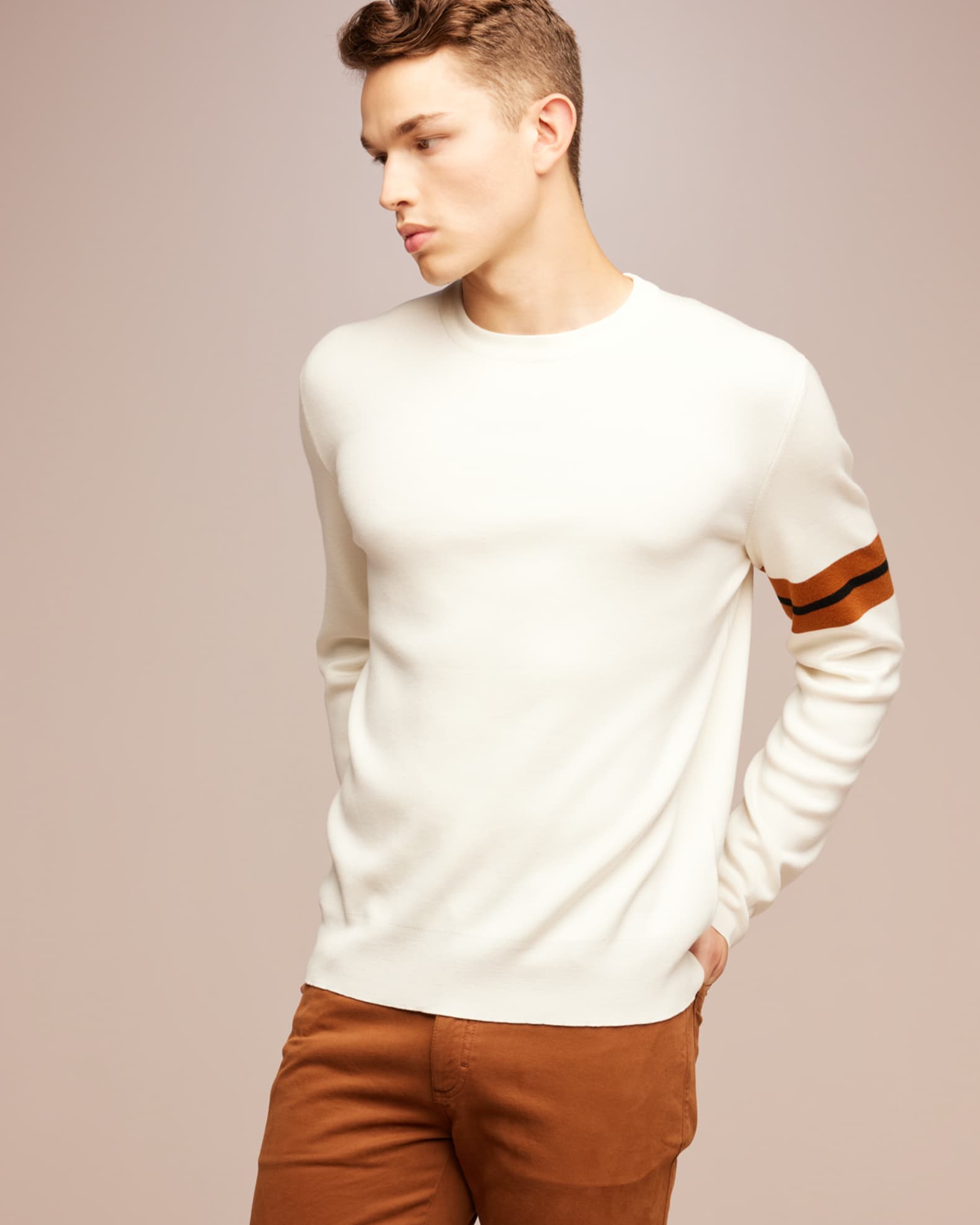 ZEGNA Men's Signifier Sleeve Crewneck Sweater | Neiman Marcus
