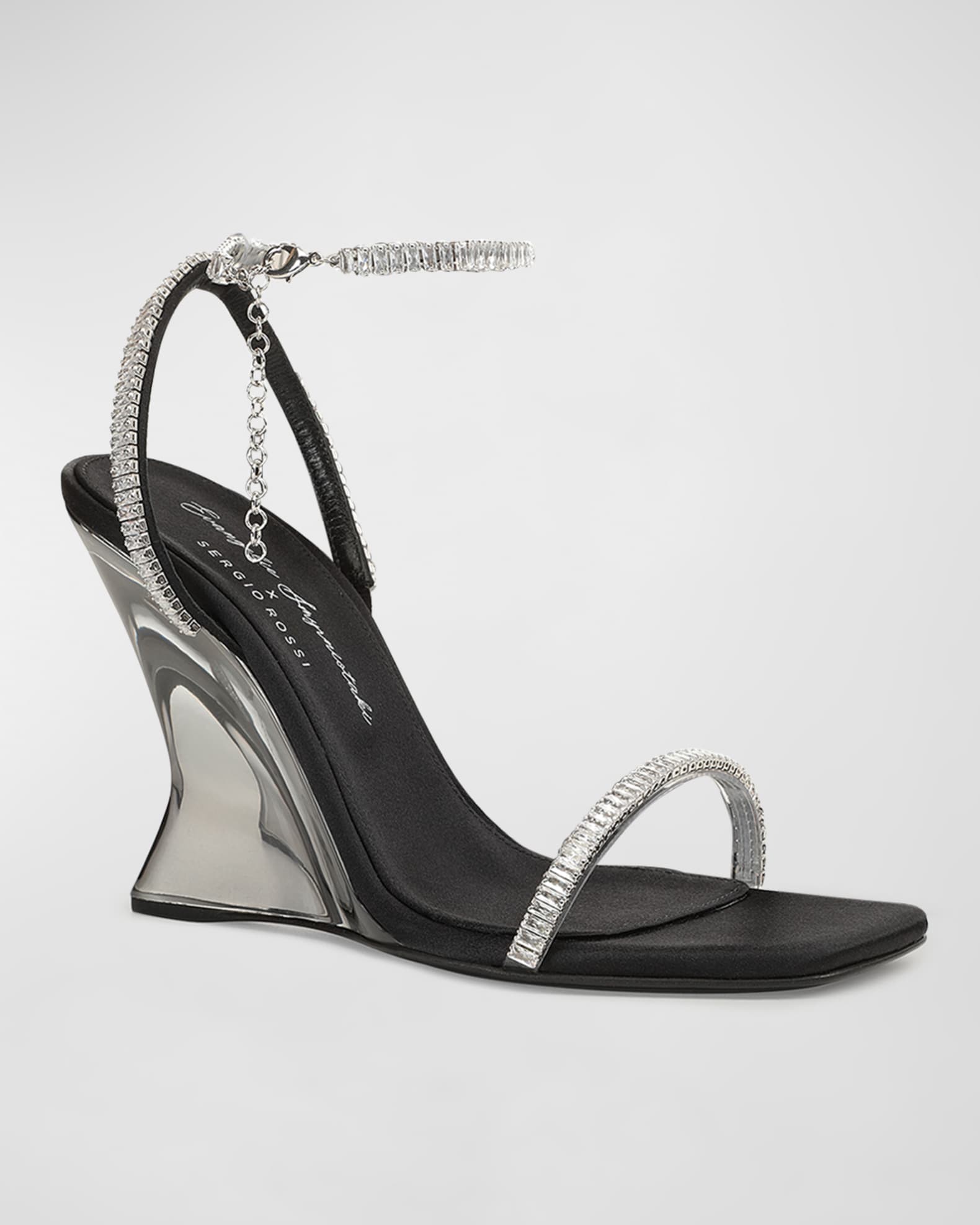 Sergio Rossi Crystal Transparent-Wedge Sandals | Neiman Marcus