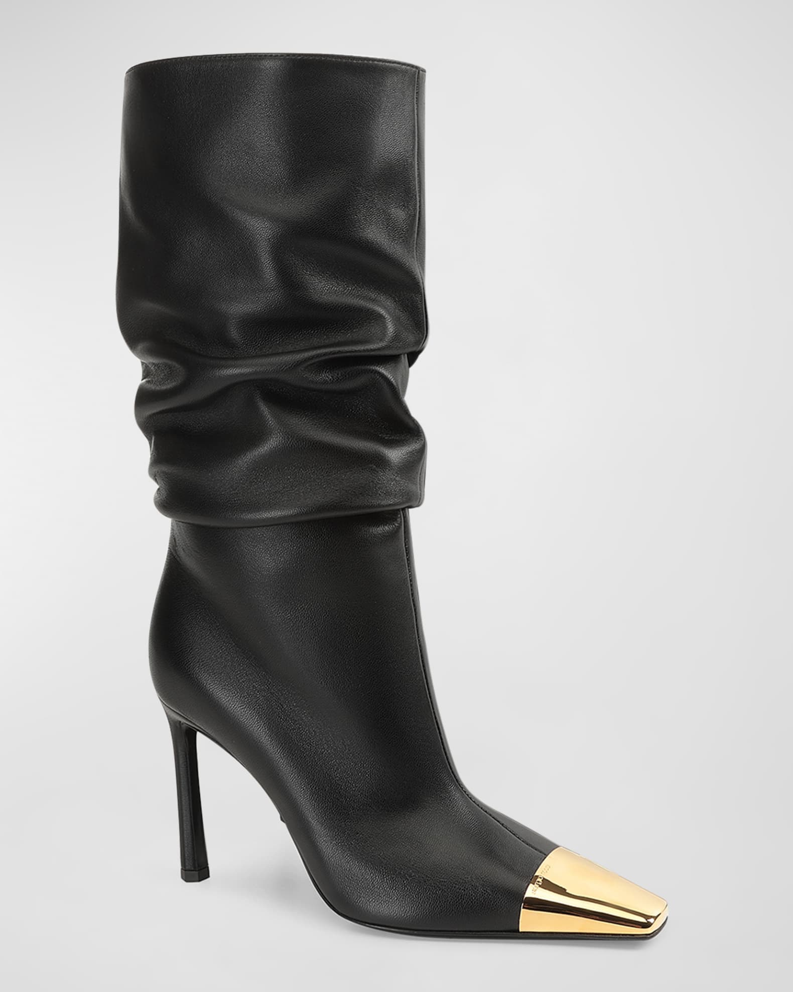 Sergio Rossi Slouchy Lambskin Metallic-Toe Boots | Neiman Marcus
