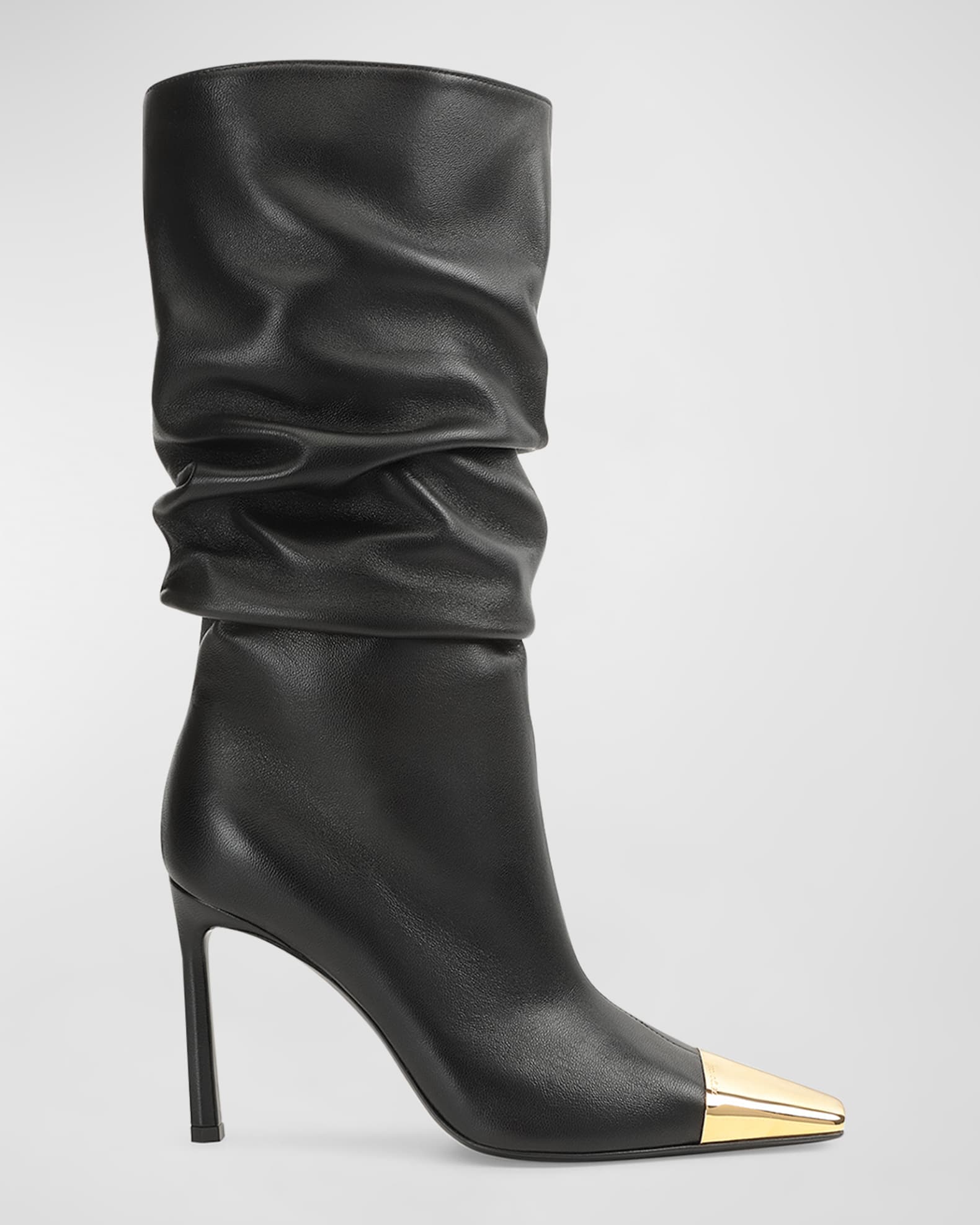 Sergio Rossi Slouchy Lambskin Metallic-Toe Boots | Neiman Marcus