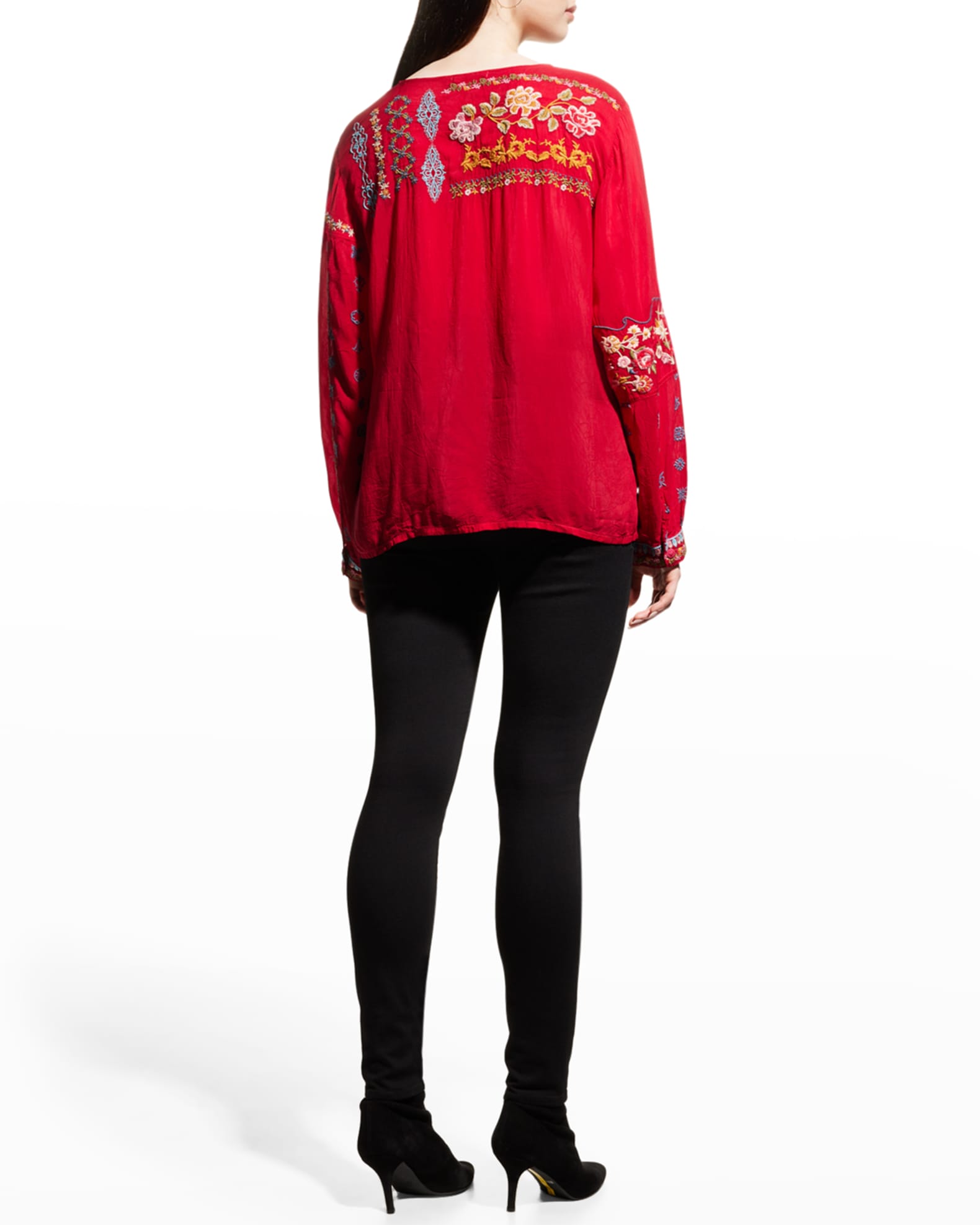 Johnny Was Plus Size Endora Embroidered Blouse | Neiman Marcus