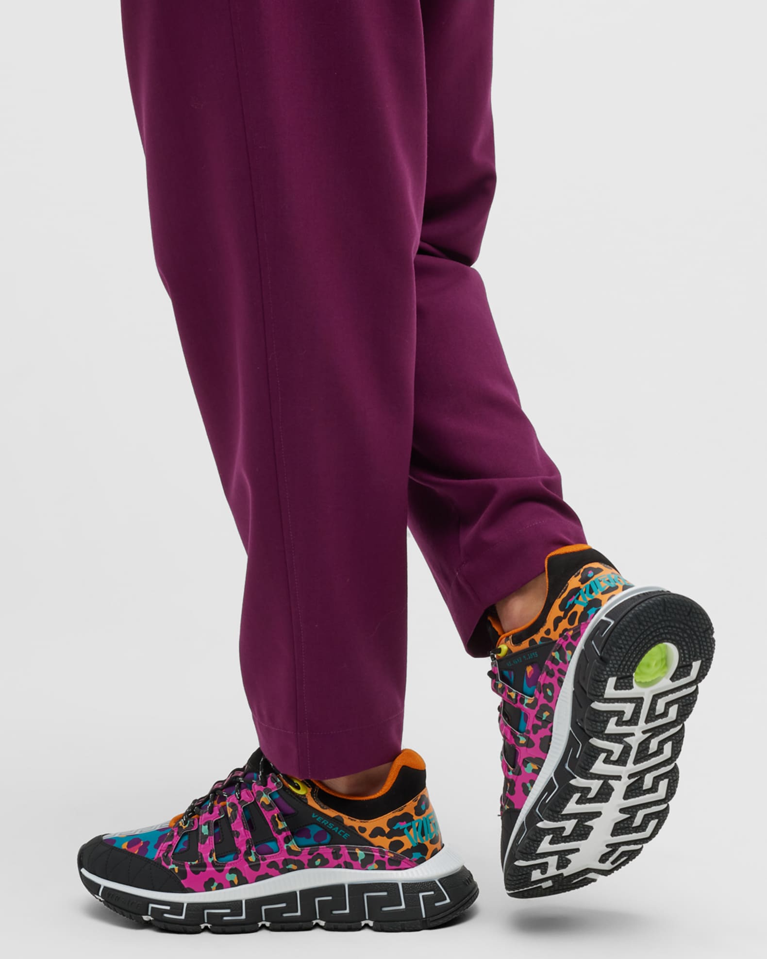 Versace Men's Trigreca Multicolor Leopard Print Sneakers | Neiman Marcus