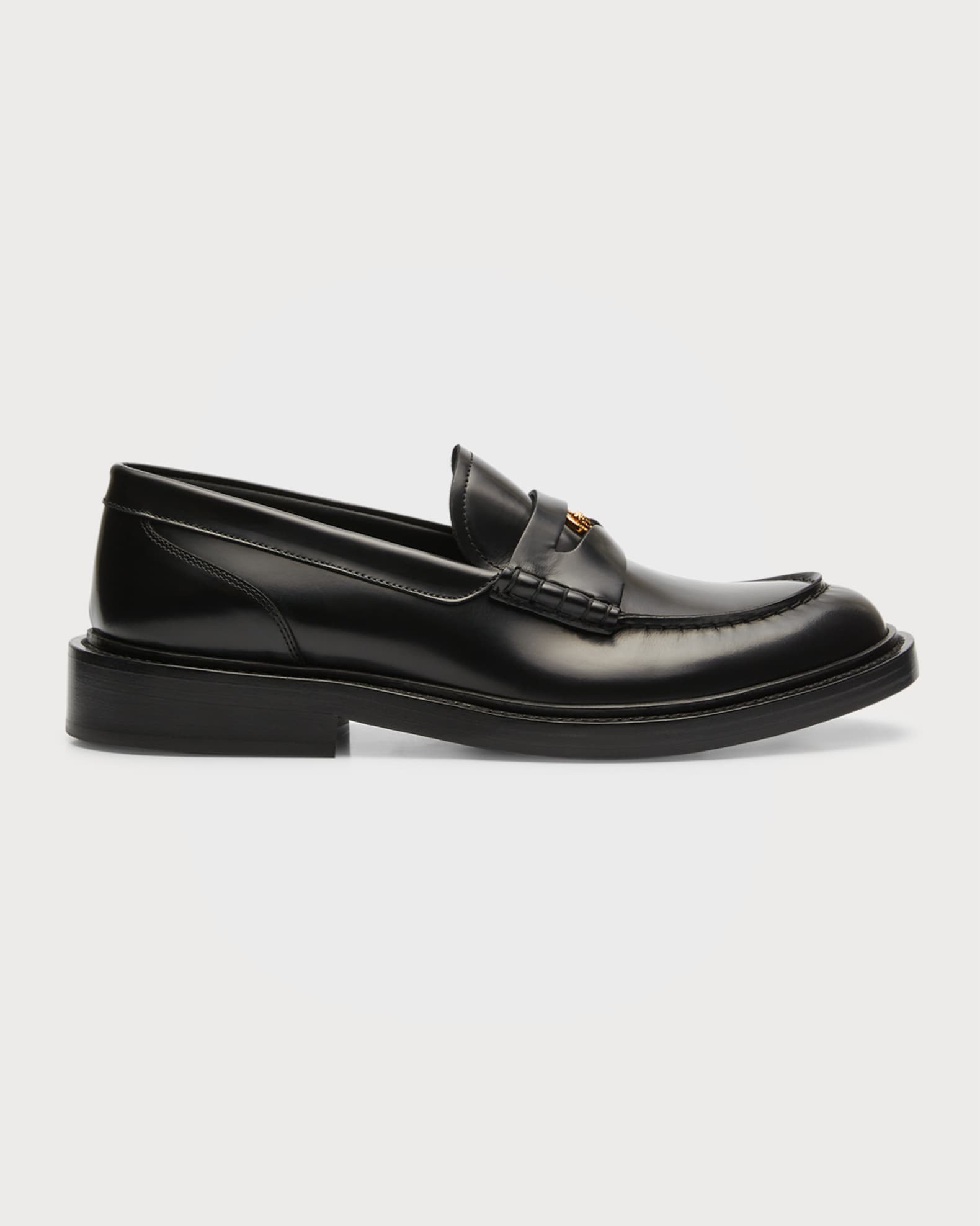 Versace Men's Medusa Head Plaqué Leather Penny Loafers | Neiman Marcus