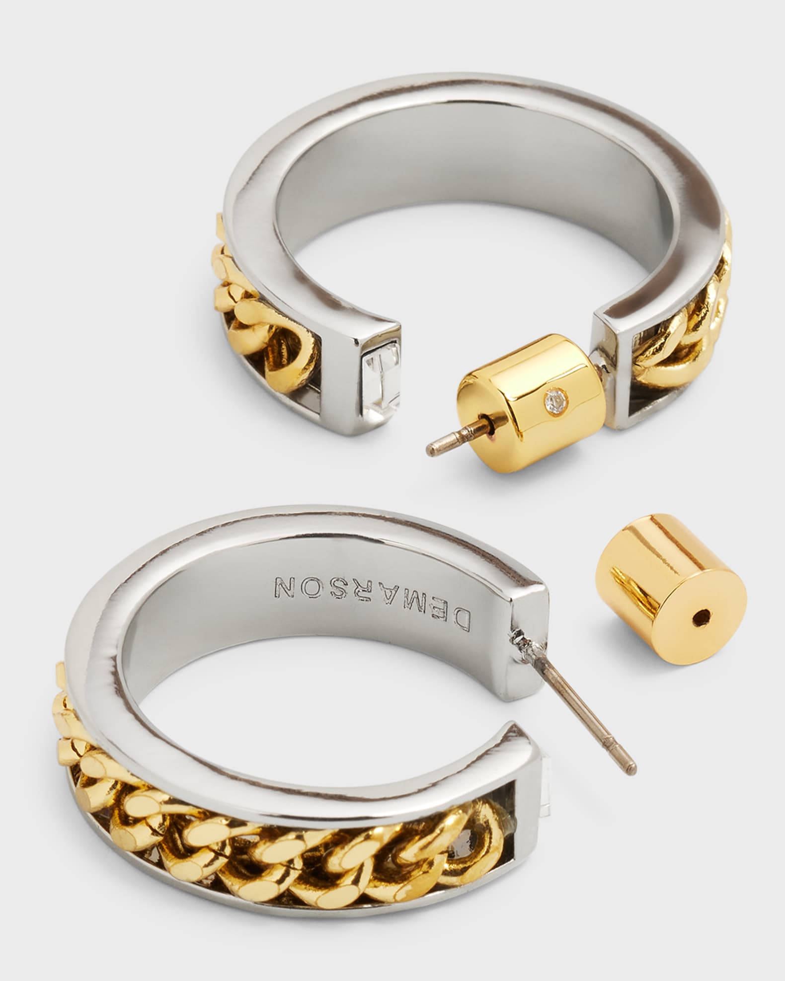 DEMARSON Mini Eclipse 3D Curb Chain Hoop Earrings | Neiman Marcus