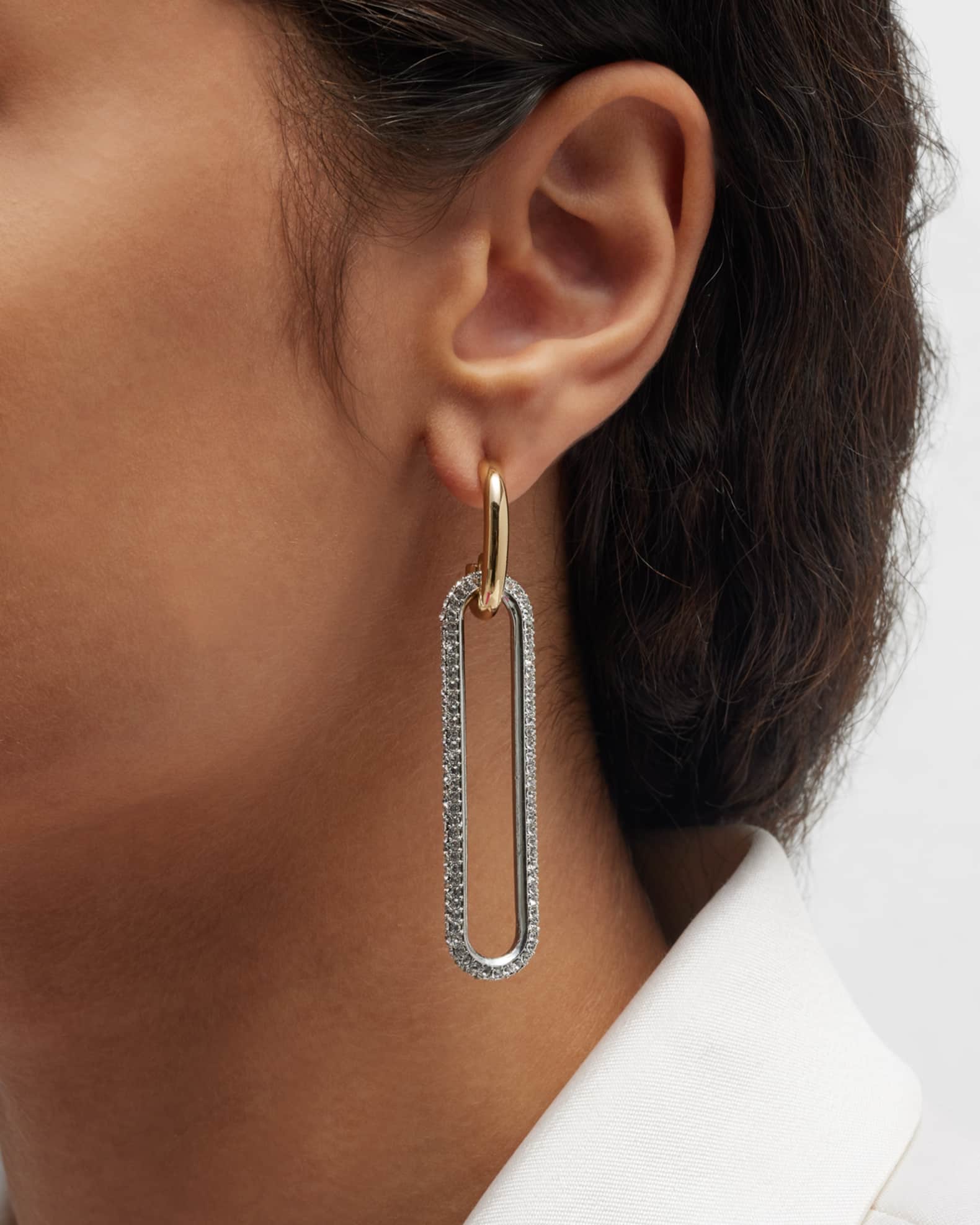 DEMARSON Crystal Pavé Rachel Drop Hoop Earrings | Neiman Marcus