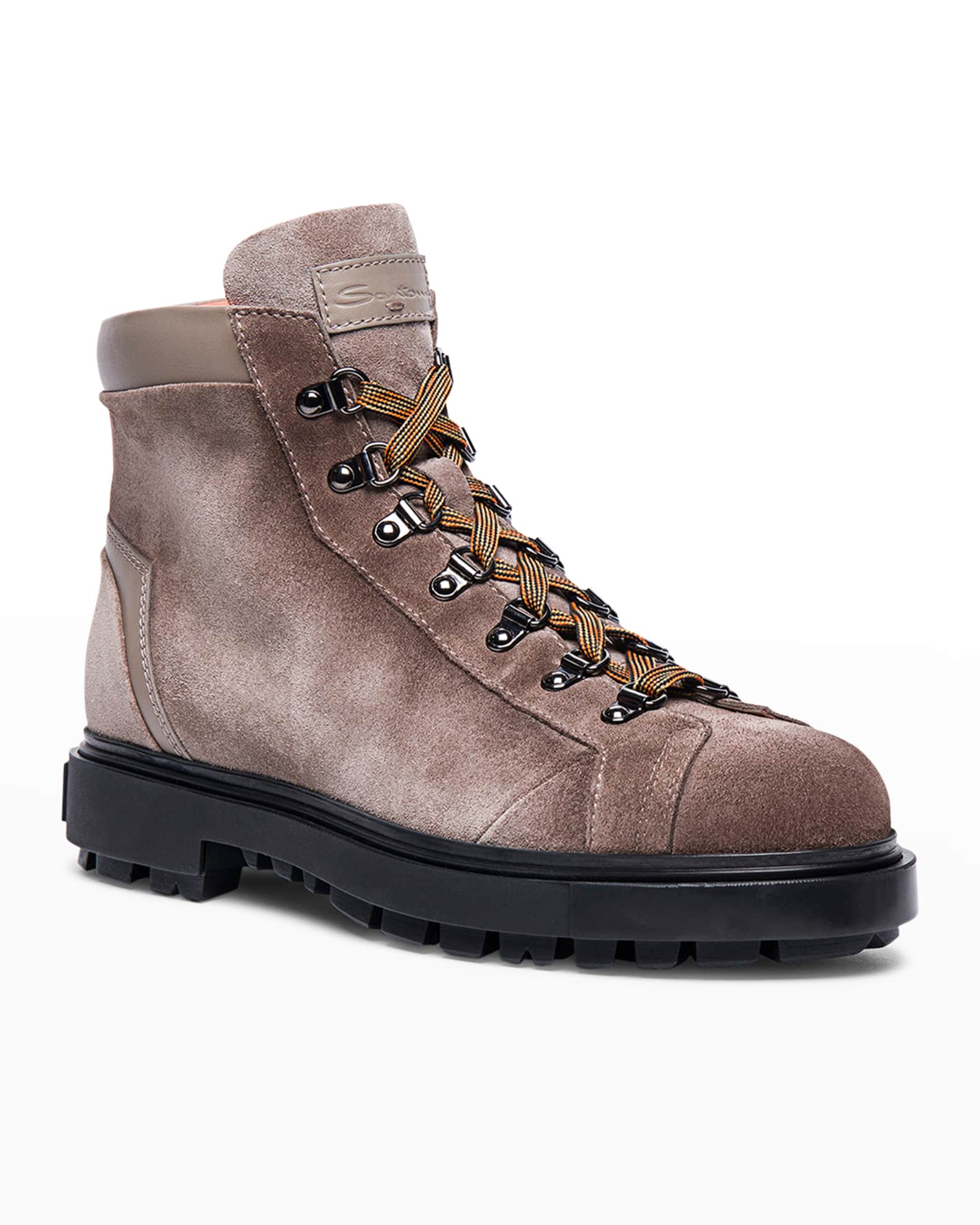 Santoni Men's Farah Suede Lace-Up Hiking Boots | Neiman Marcus