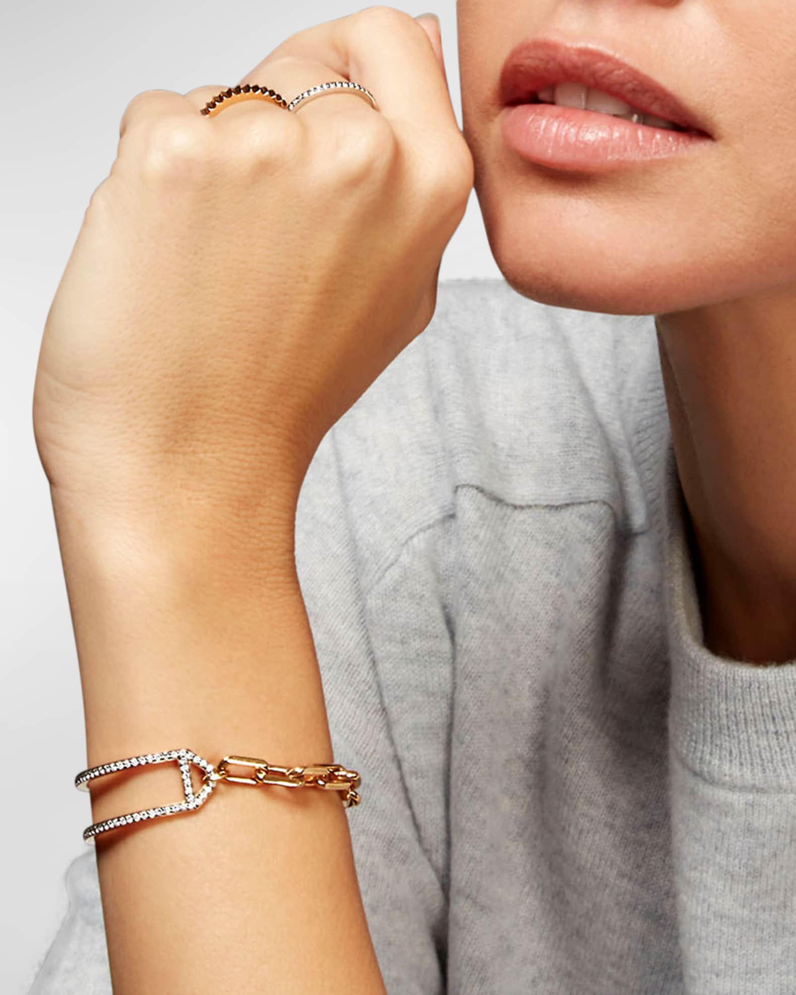 Walters Faith Rose Gold Diamond-Side Cuff Chain-Link Toggle Bracelet ...