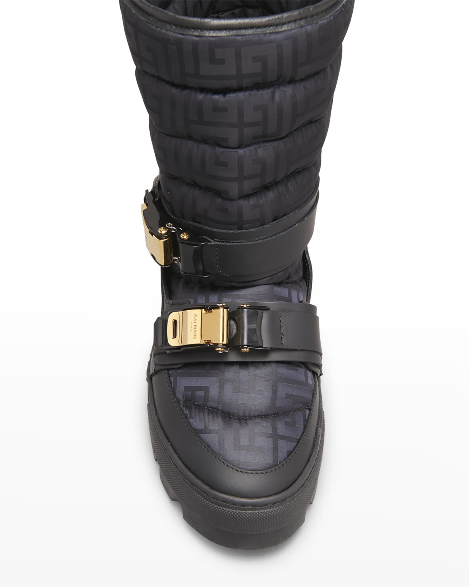 Balmain After Ski Monogram Buckle Nylon Boots | Neiman Marcus