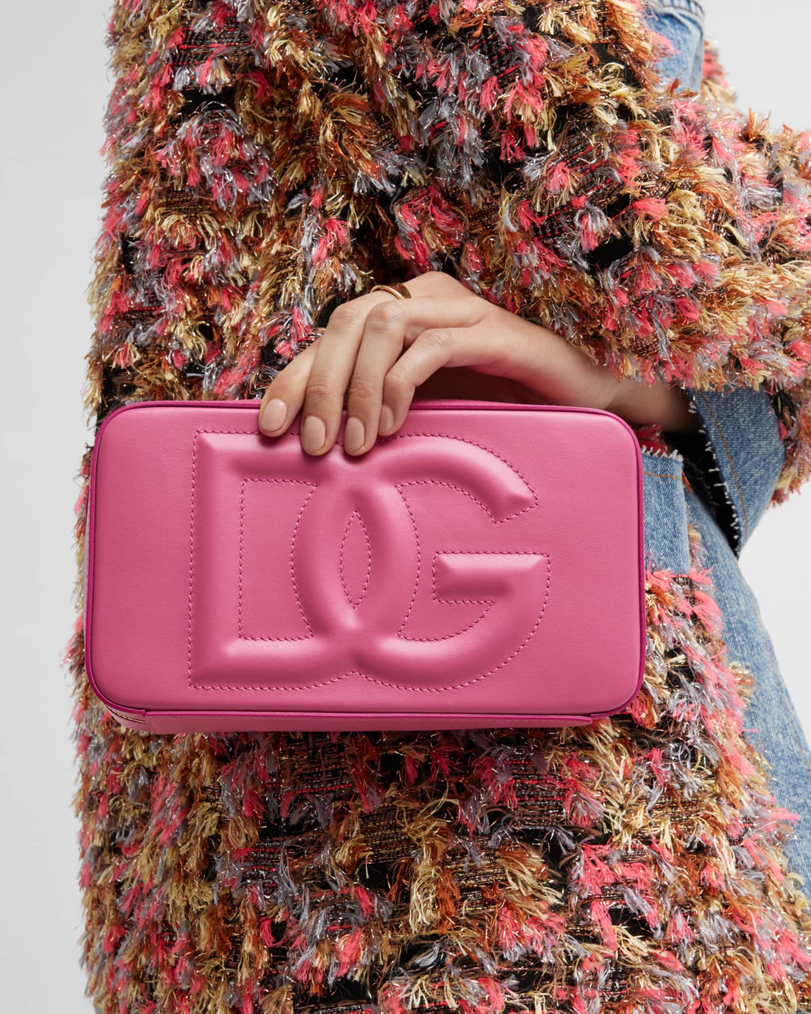 Dolce&Gabbana DG Logo Zip Leather Clutch Bag | Neiman Marcus