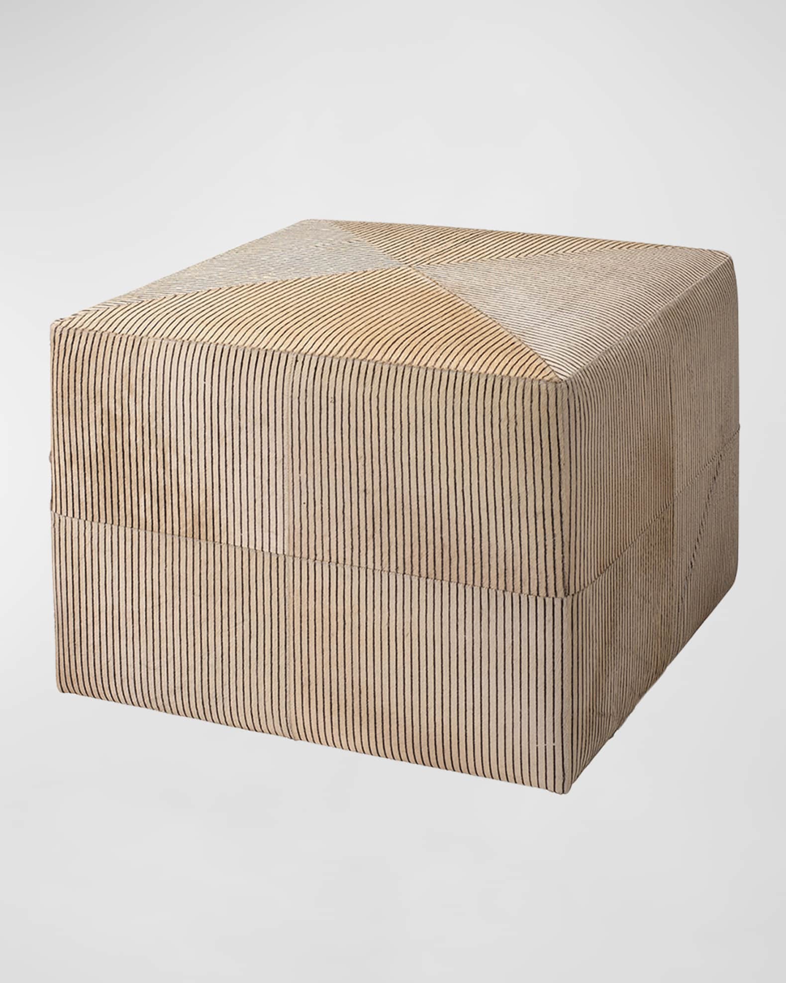 Jamie Young Pinstripe Hair Hide Ottoman | Neiman Marcus