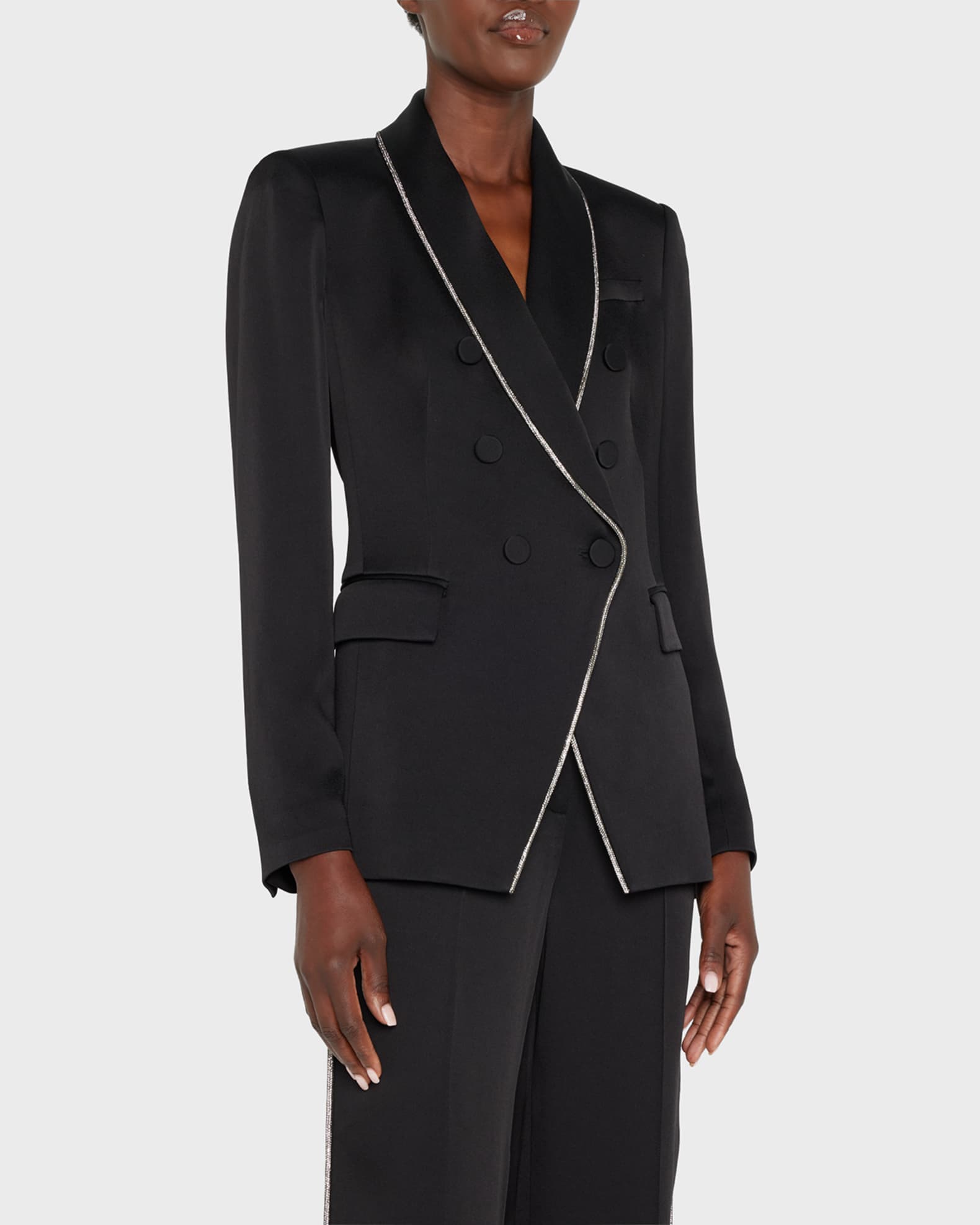 Metallic-Trim Dickey Jacket Suit | Neiman Marcus