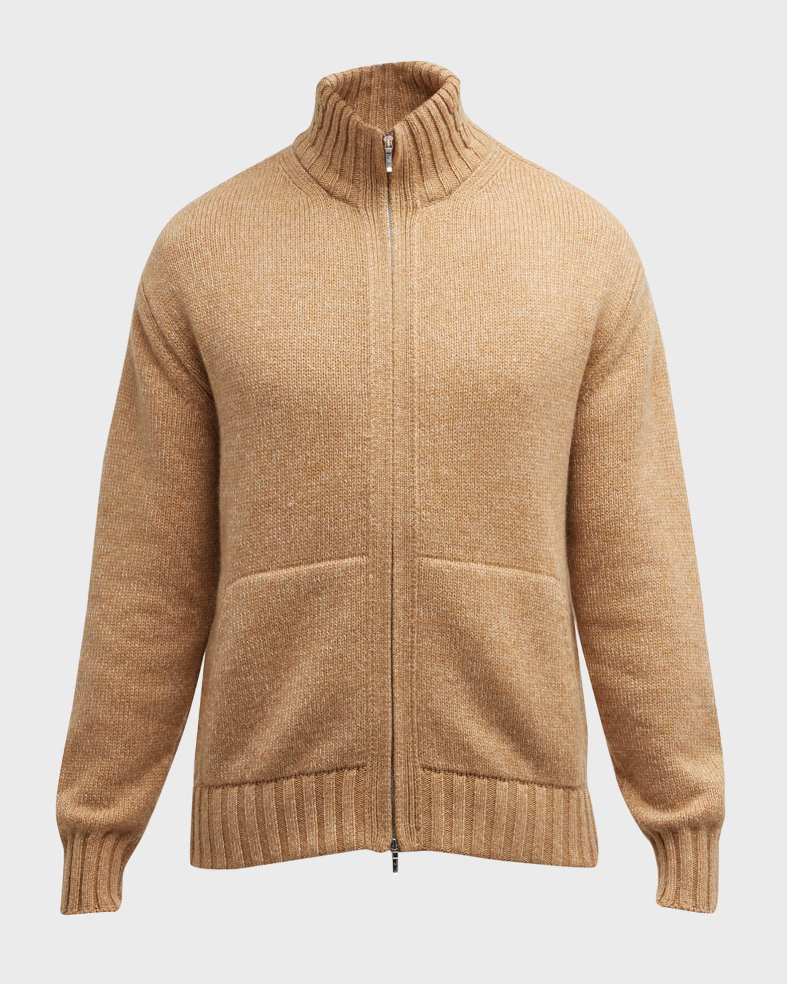 Loro Piana Men's Cashmere Knit Full-Zip Bomber Sweater | Neiman Marcus