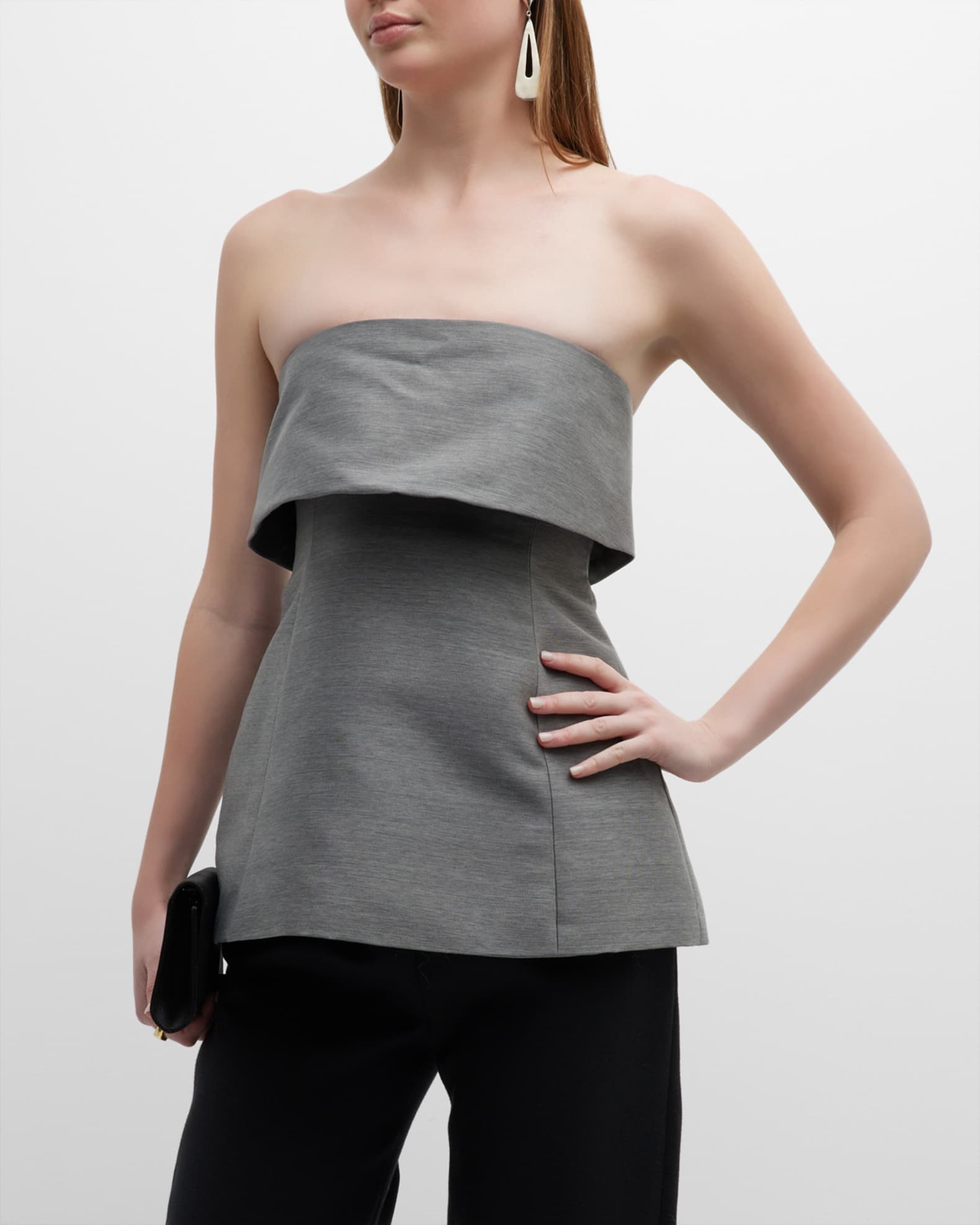 Toteme Foldover Off-The-Shoulder Evening Top | Neiman Marcus