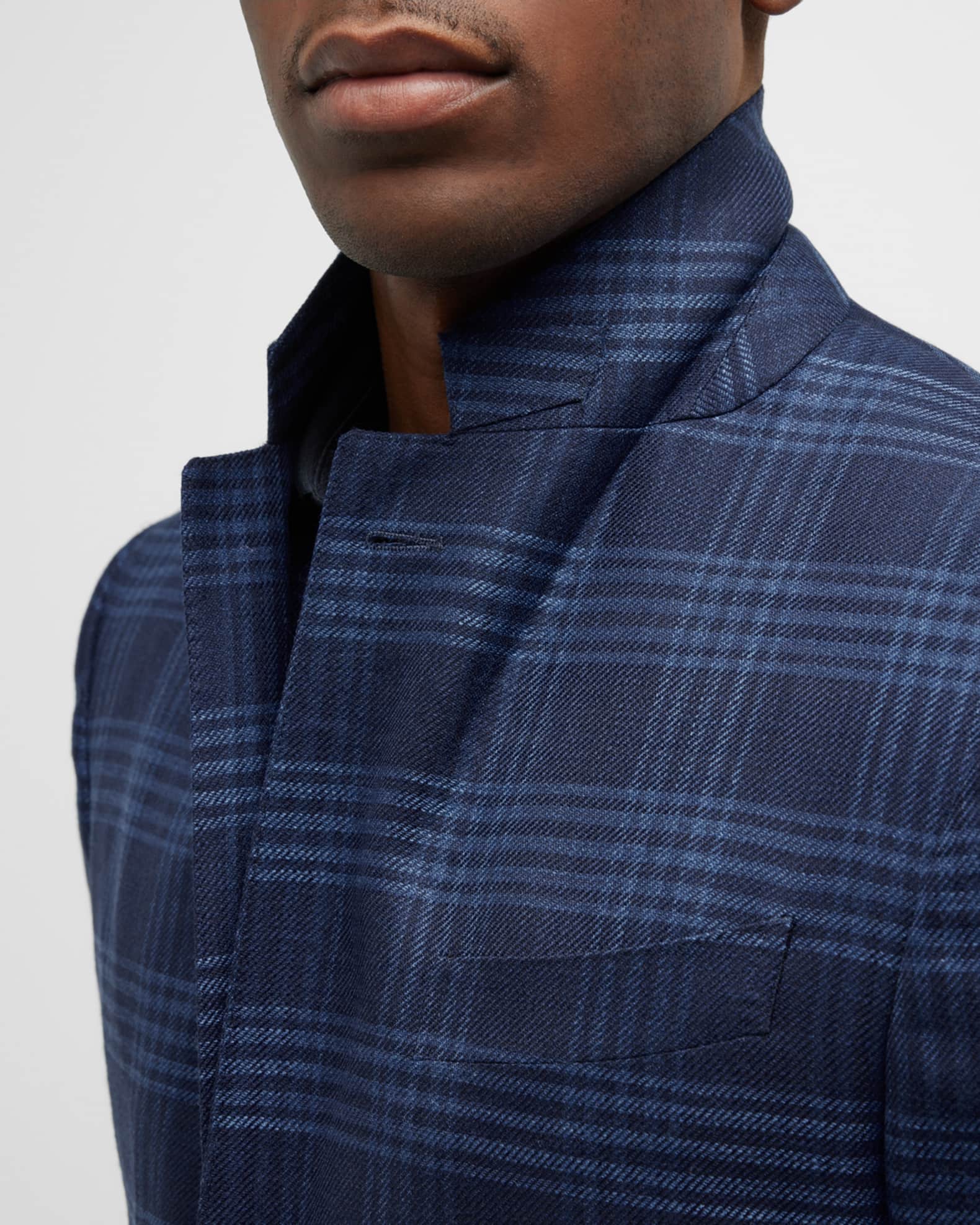 ZEGNA Men's Plaid Wool-Silk Sport Coat | Neiman Marcus