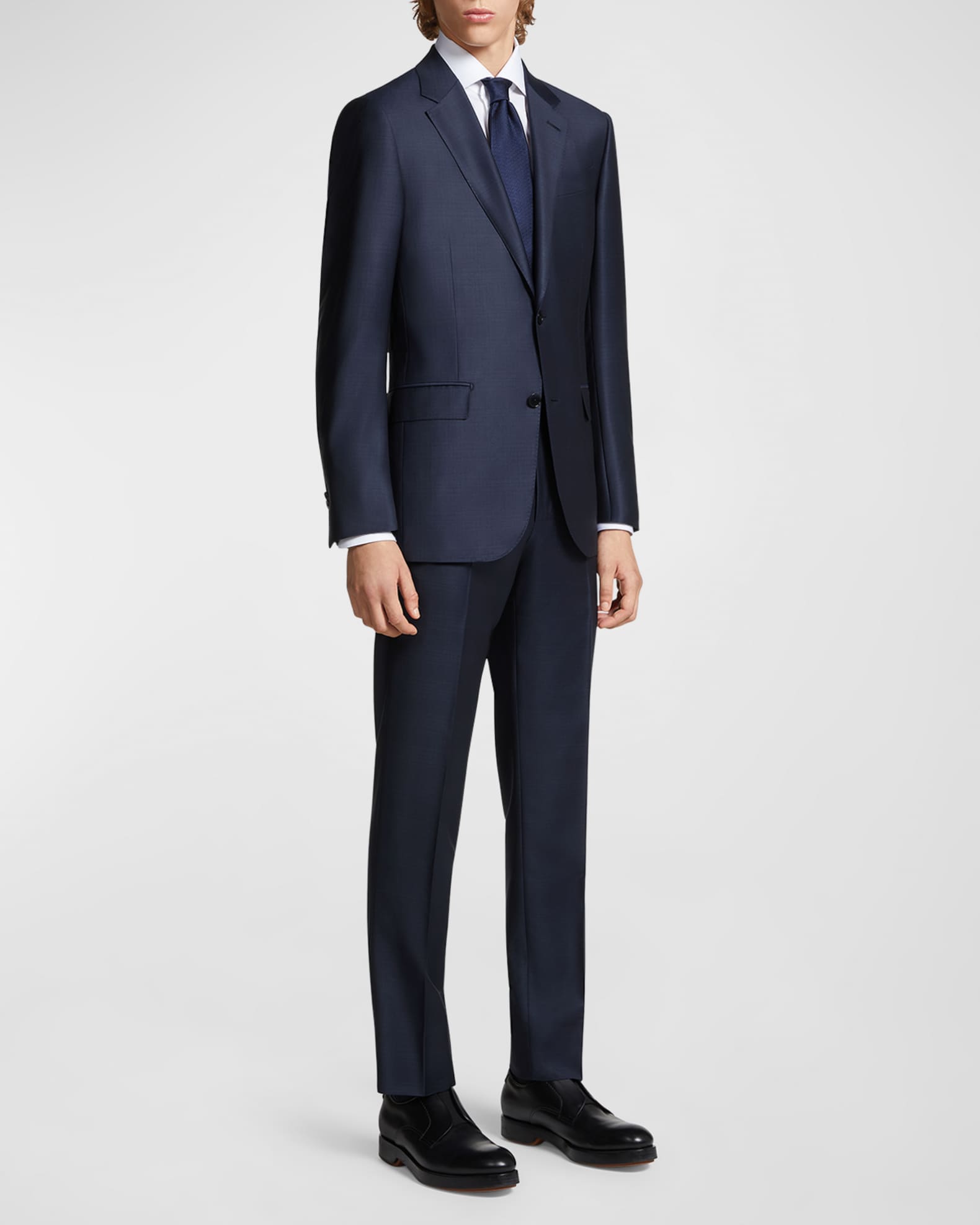 ZEGNA Men's Tonal Plaid Wool-Silk Suit | Neiman Marcus