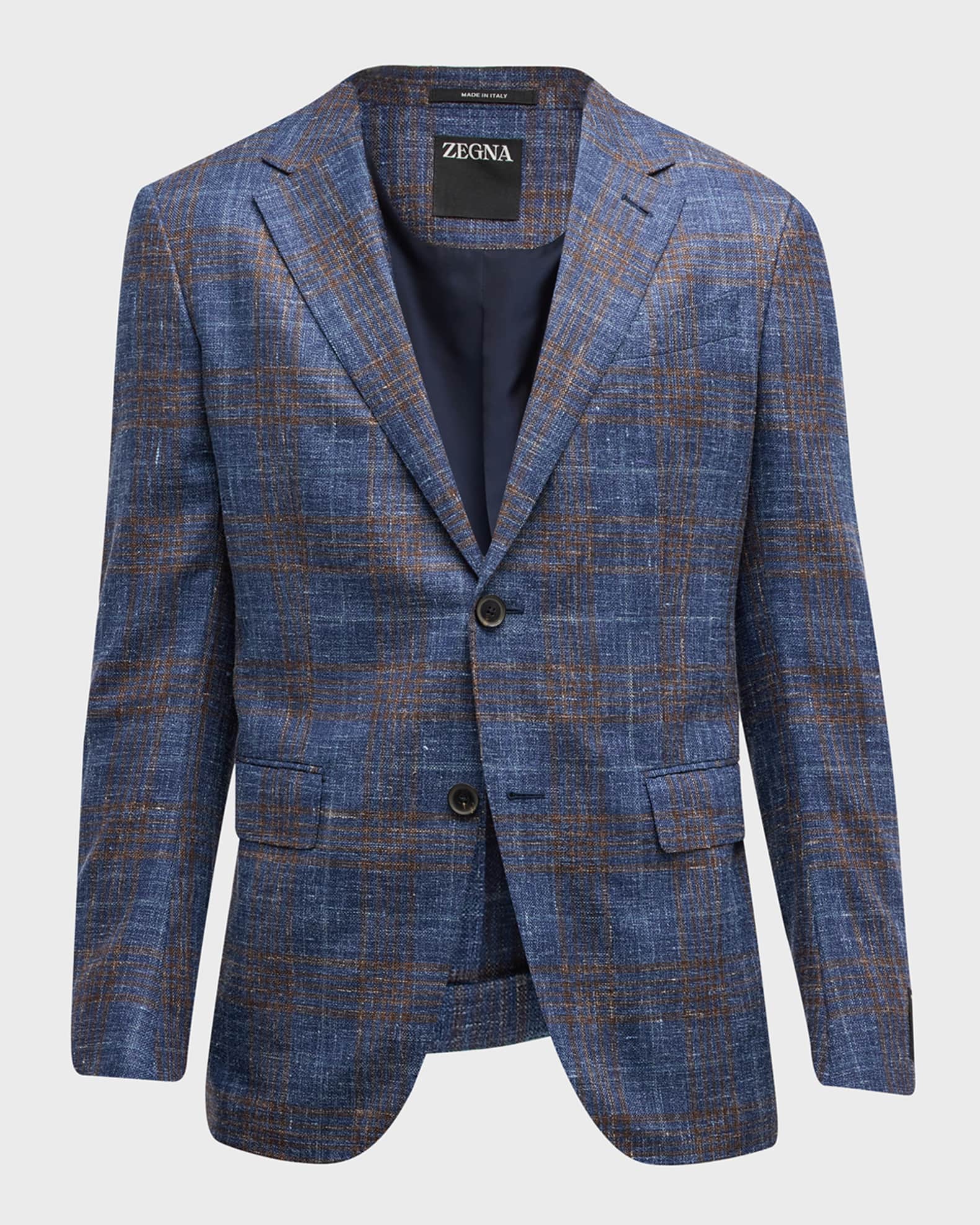 ZEGNA Men's Plaid Wool-Blend Sport Coat | Neiman Marcus