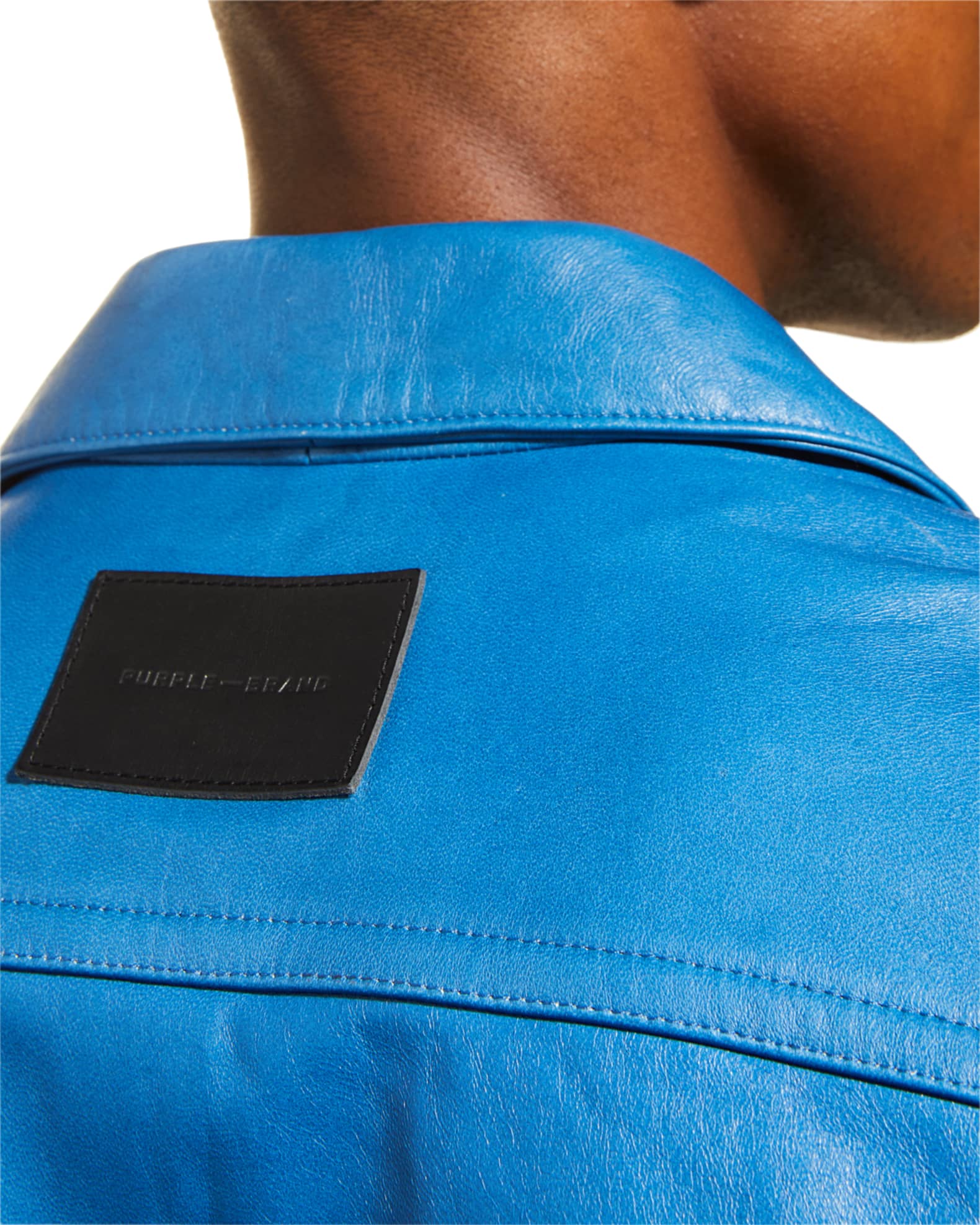 PURPLE Men's Leather Trucker Jacket | Neiman Marcus